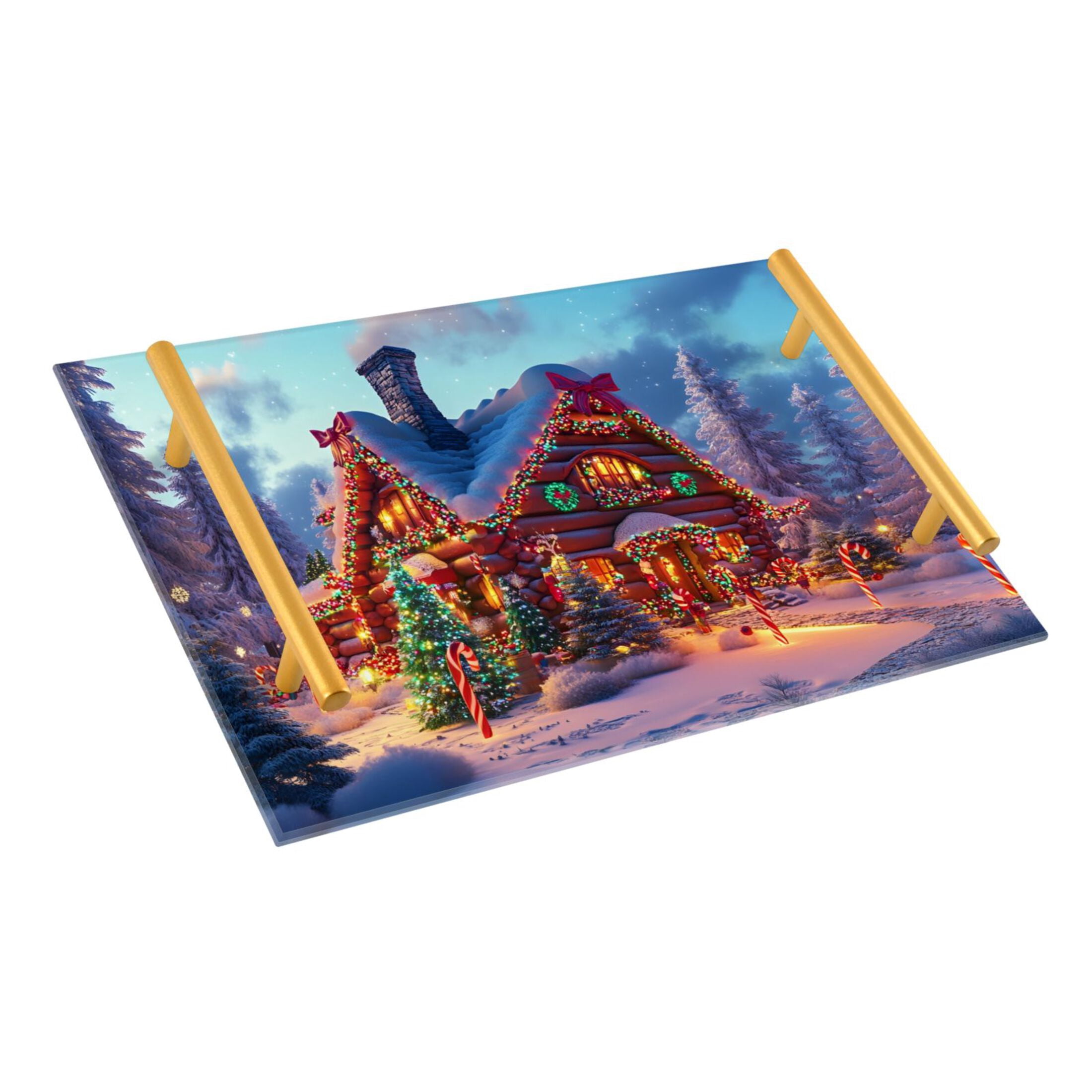 Ryvnso Christmas House Scene Bathroom Tray Vanity Countertop Trays ...