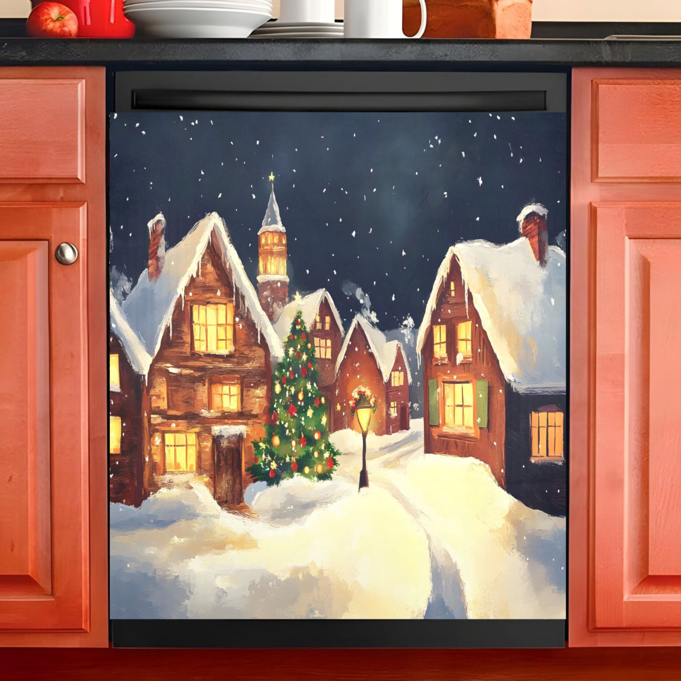 Ryvnso Christmas Houses Winter Dishwasher Magnetic Refrigerator Magnet ...