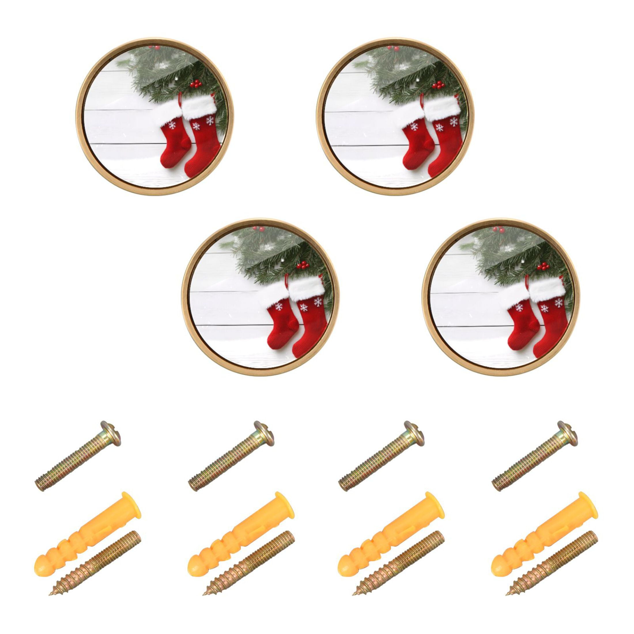 Ryvnso Christmas Socks Cabinet Knobs Kitchen Door Round Pulls Drawers ...