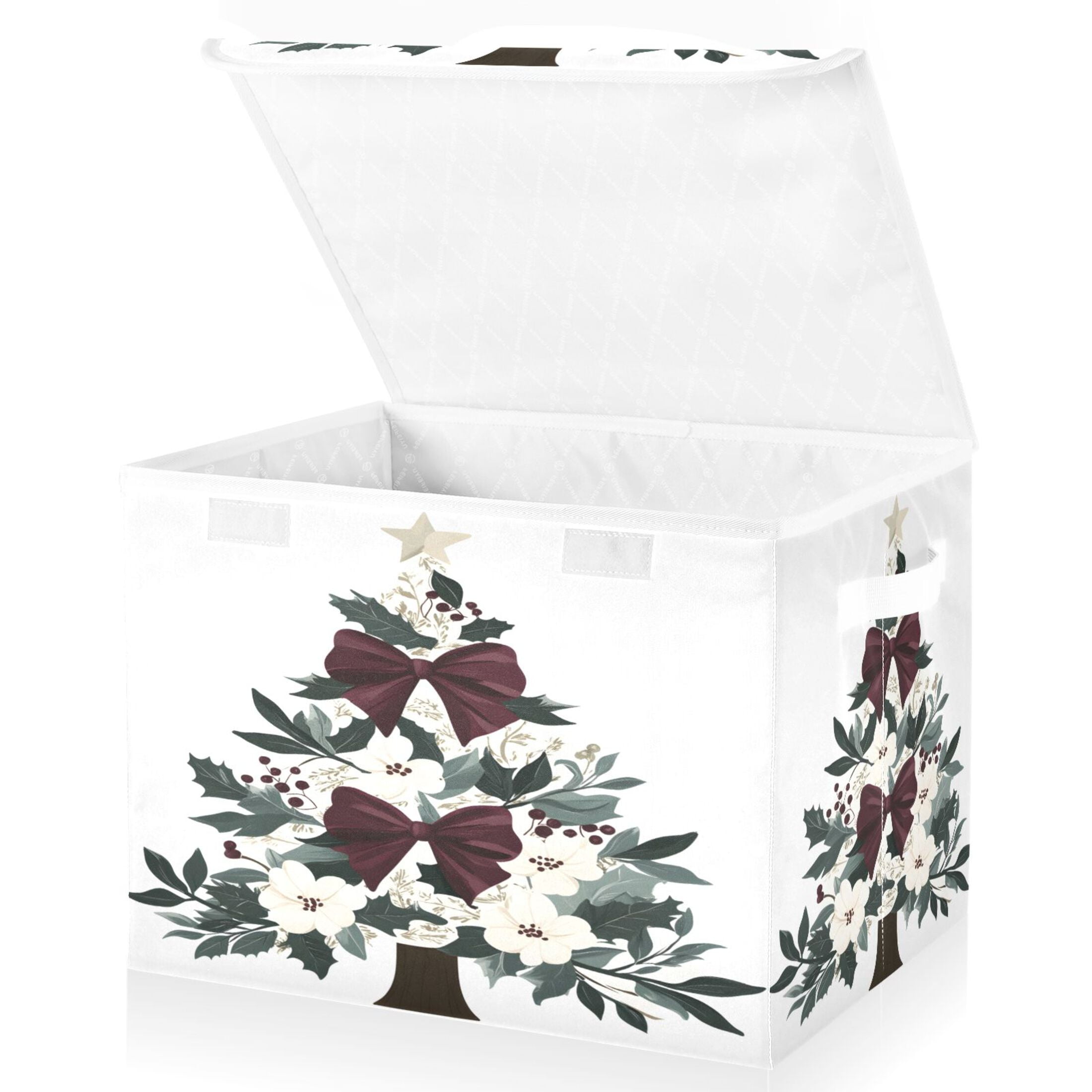 Ryvnso Christmas Tree Cute Bow Large Lidded Foldable Storage Baskets ...