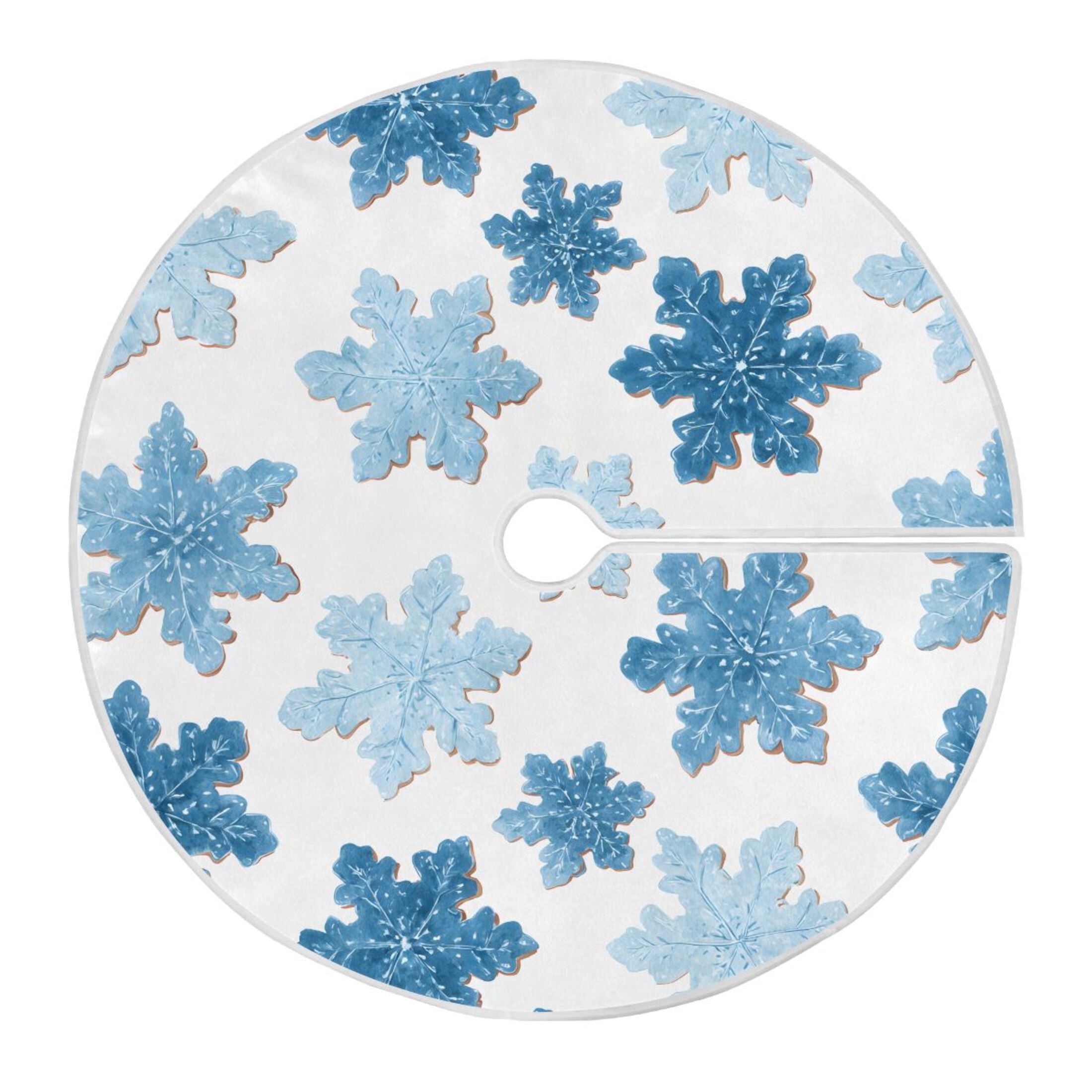 Ryvnso Christmas Tree Skirt Snowflakes Blue Xmas Tree Skirts Ornament ...