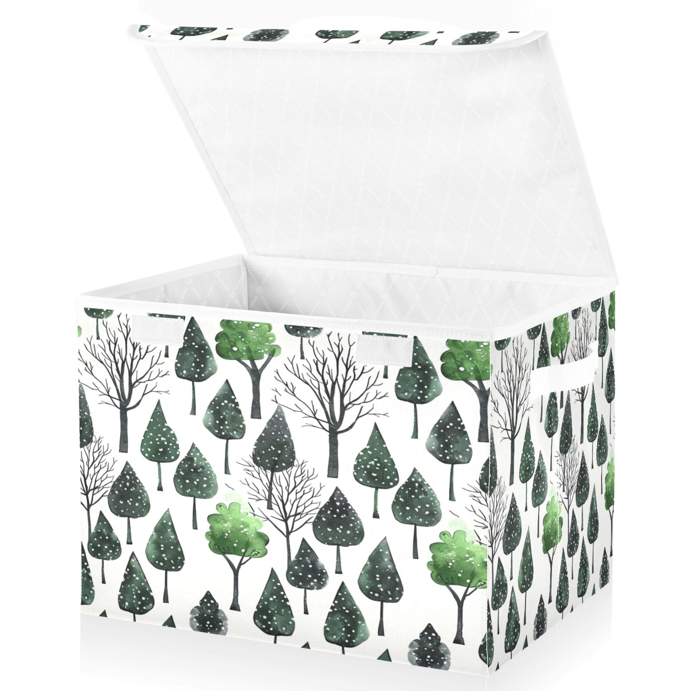 Ryvnso Christmas Trees with Snow Large Lidded Foldable Storage Baskets ...