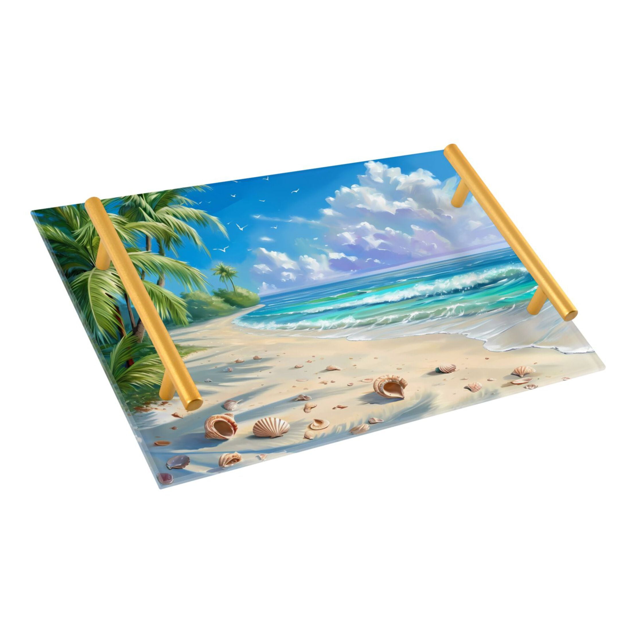 Ryvnso Coconut Tree on Beach Bathroom Tray Vanity Countertop Trays ...