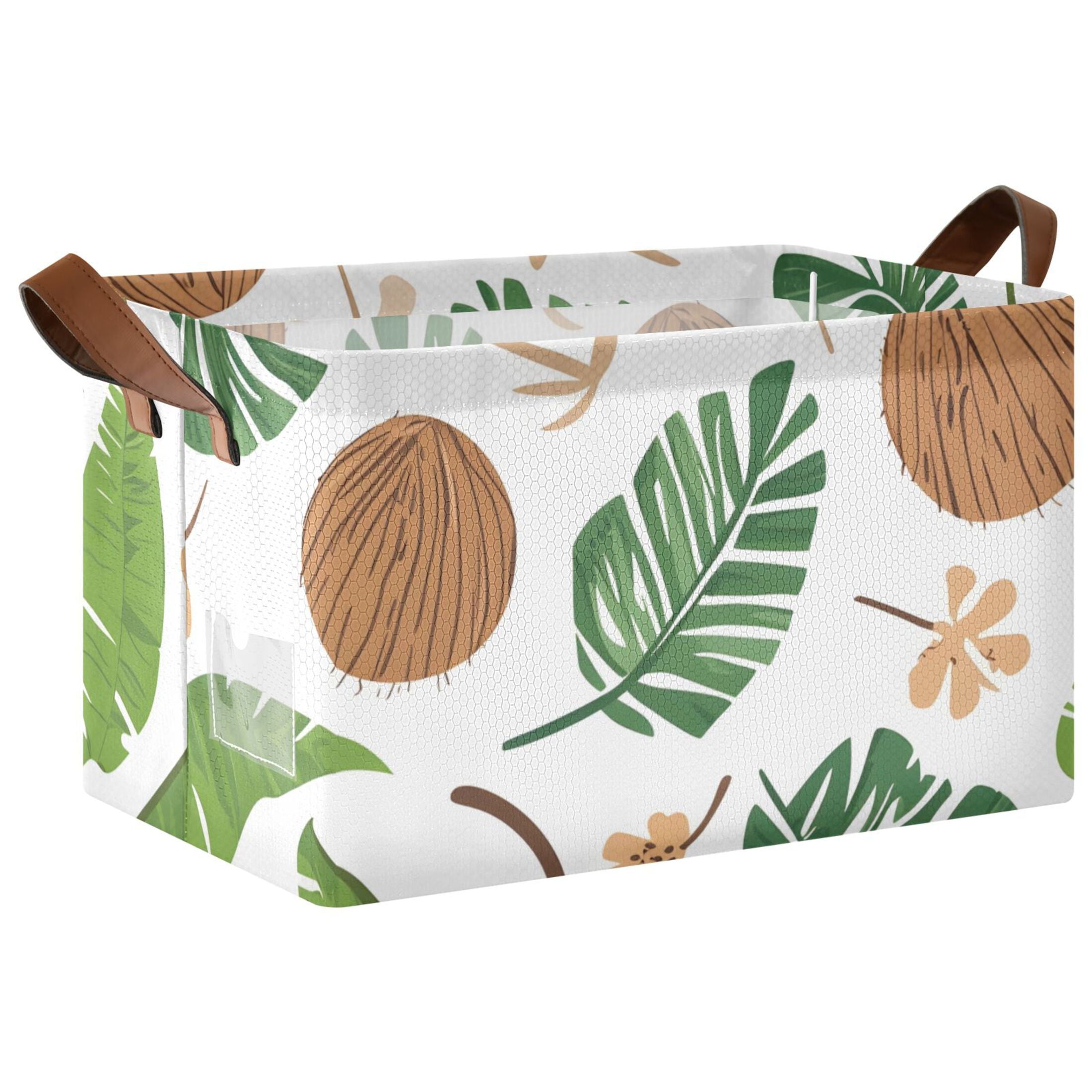 Ryvnso Coconut Tropical Leaves Storage Bins Large Basket Foldable Cube ...