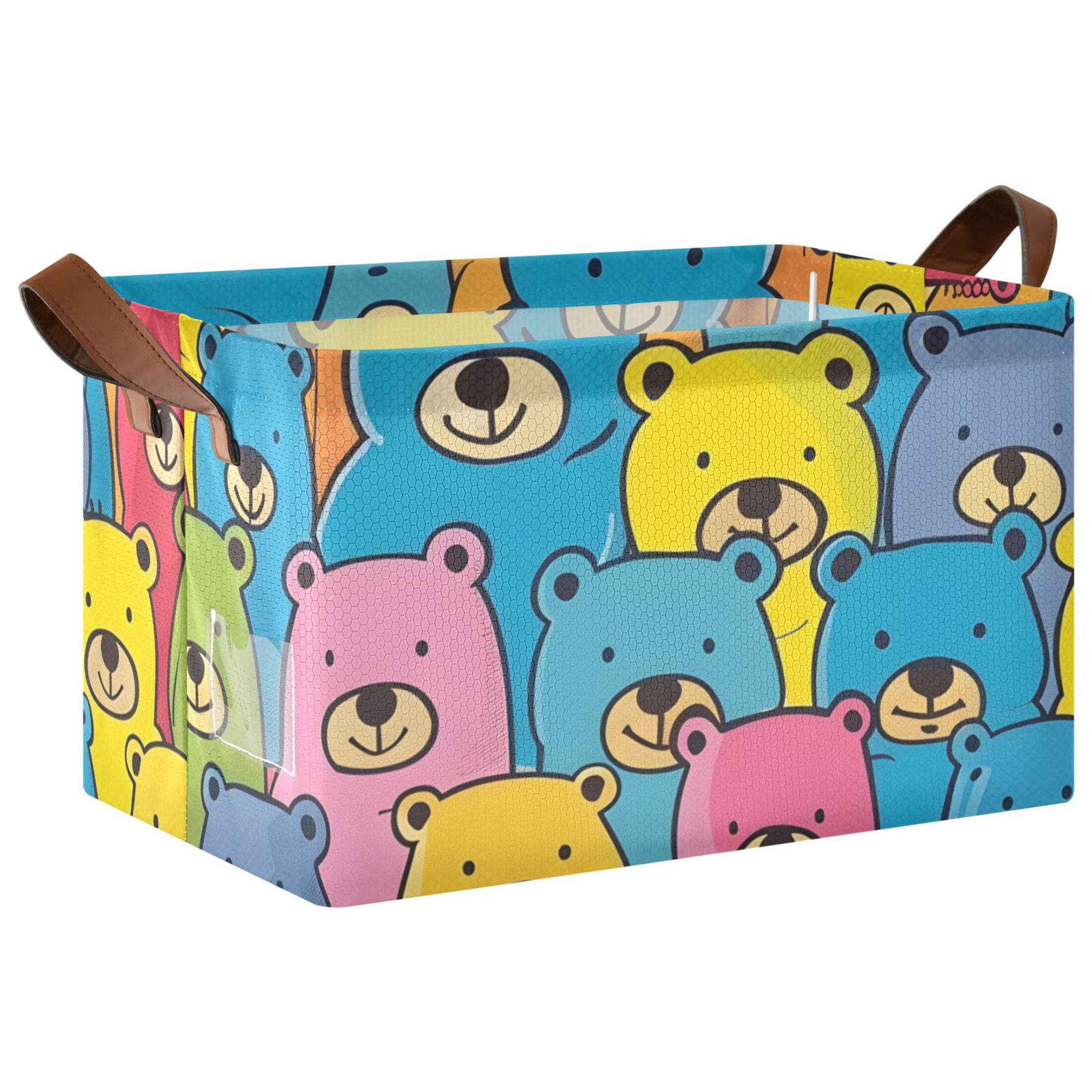Ryvnso Colorful Cute Bears Storage Bins Large Basket Foldable Cube Toys ...