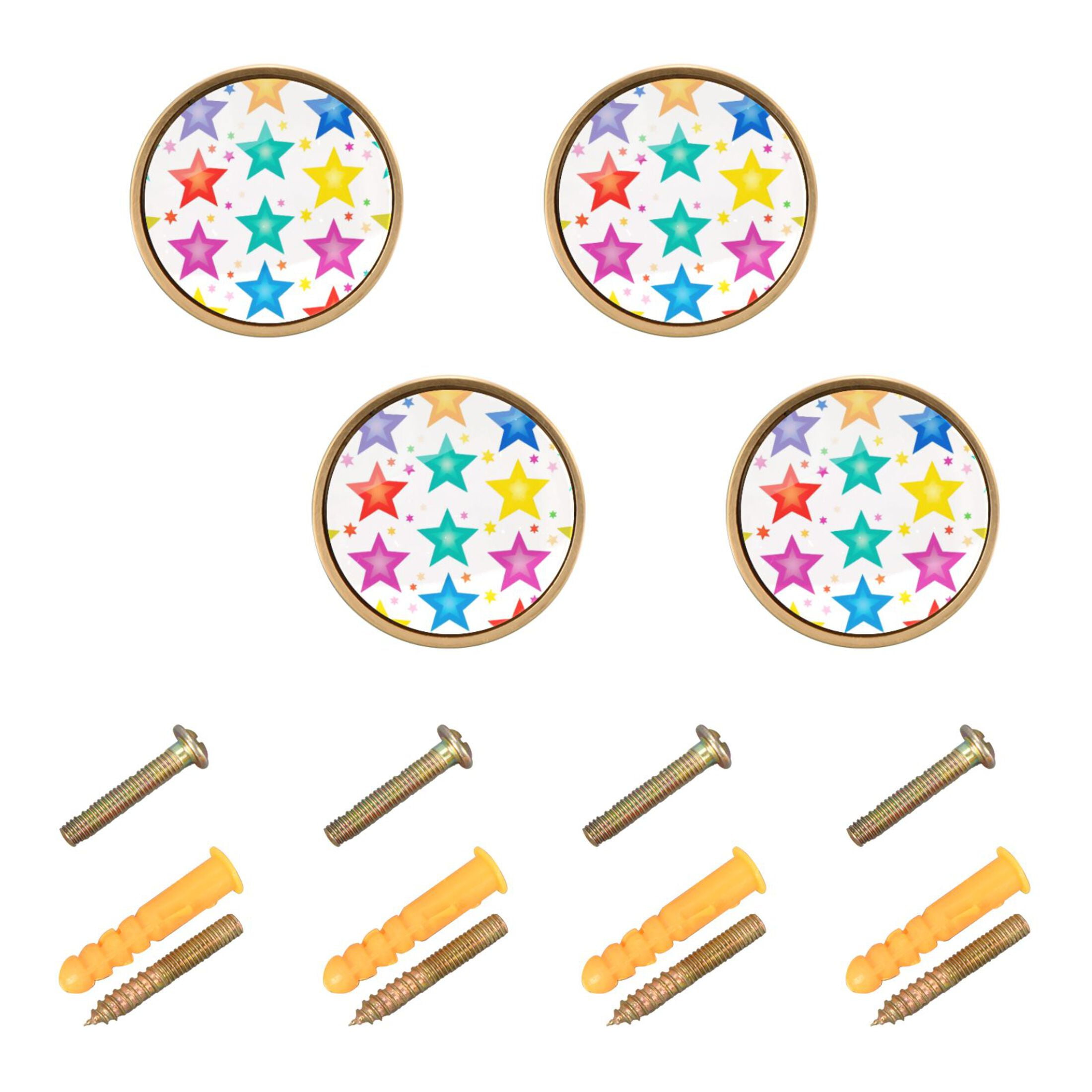 Ryvnso Colorful Star Cabinet Knobs Kitchen Door Round Pulls Drawers ...
