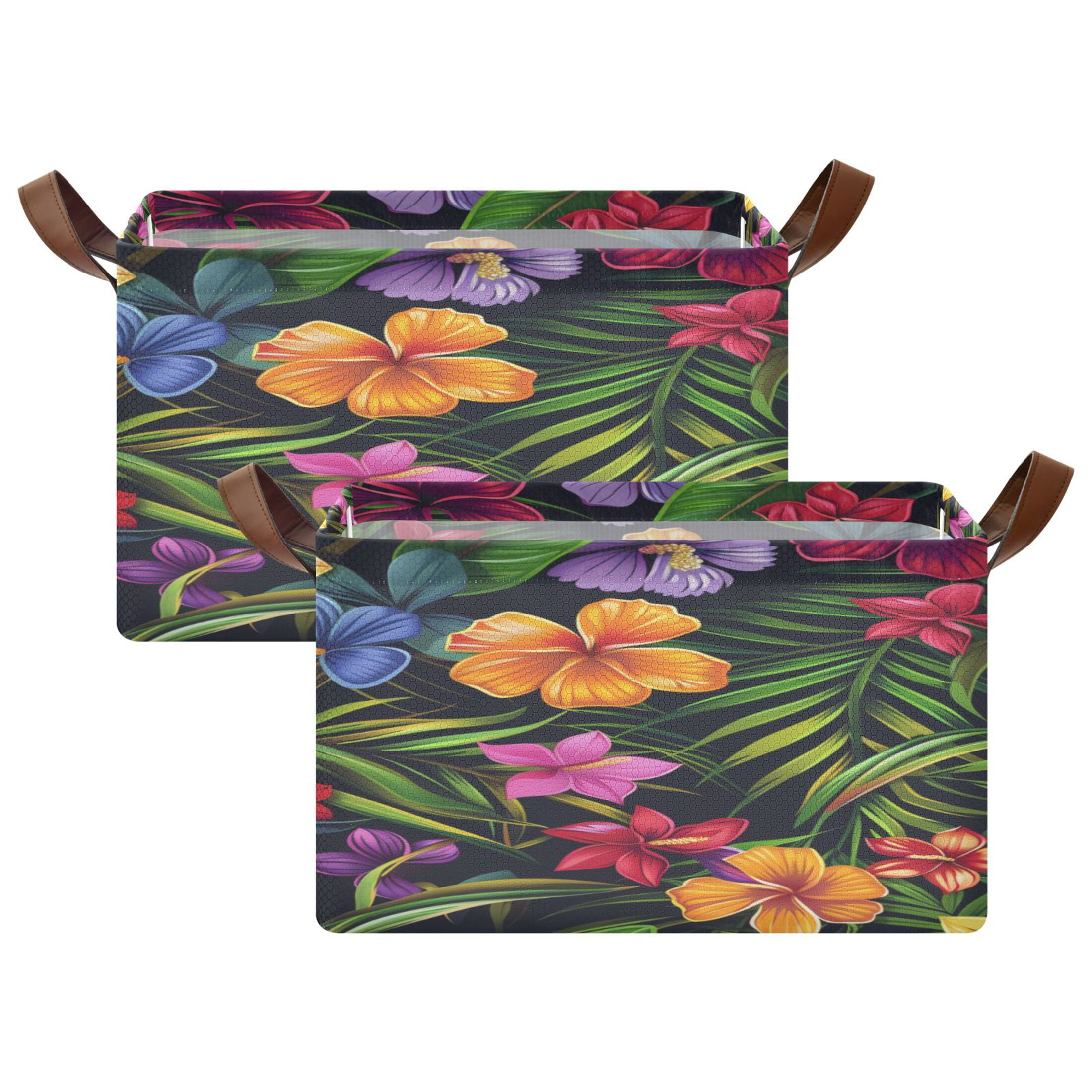 Ryvnso Colorful Tropical Flowers Storage Bins Large Basket Foldable ...