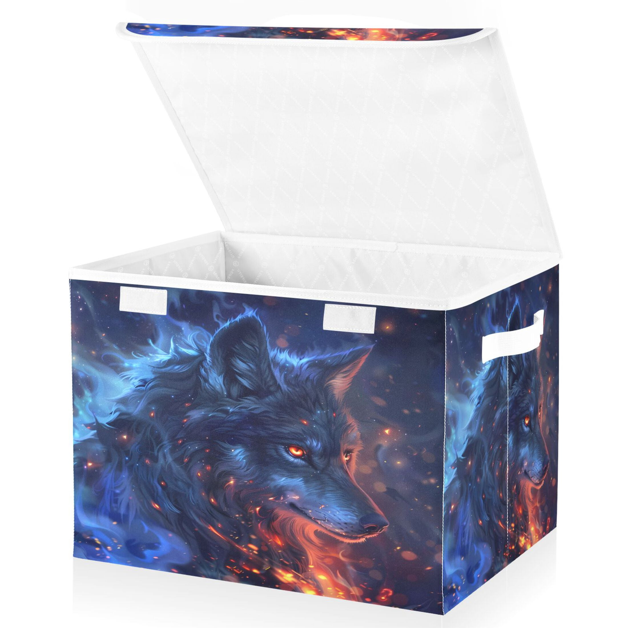 Ryvnso Cool Alpha Wolf Large Lidded Foldable Storage Baskets Cubes ...