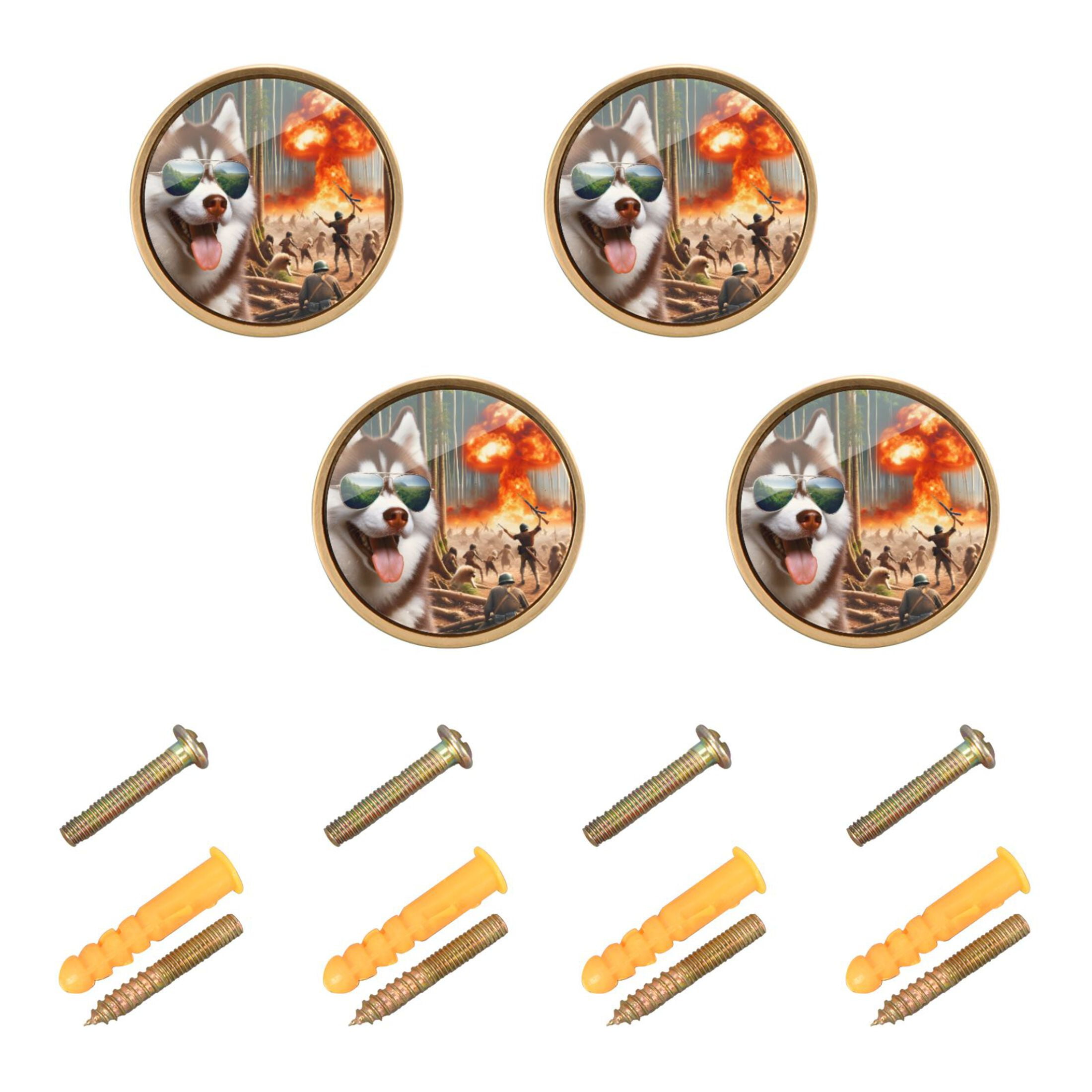Ryvnso Cool Husky Wearing Sunglasses Cabinet Knobs Kitchen Door Round ...