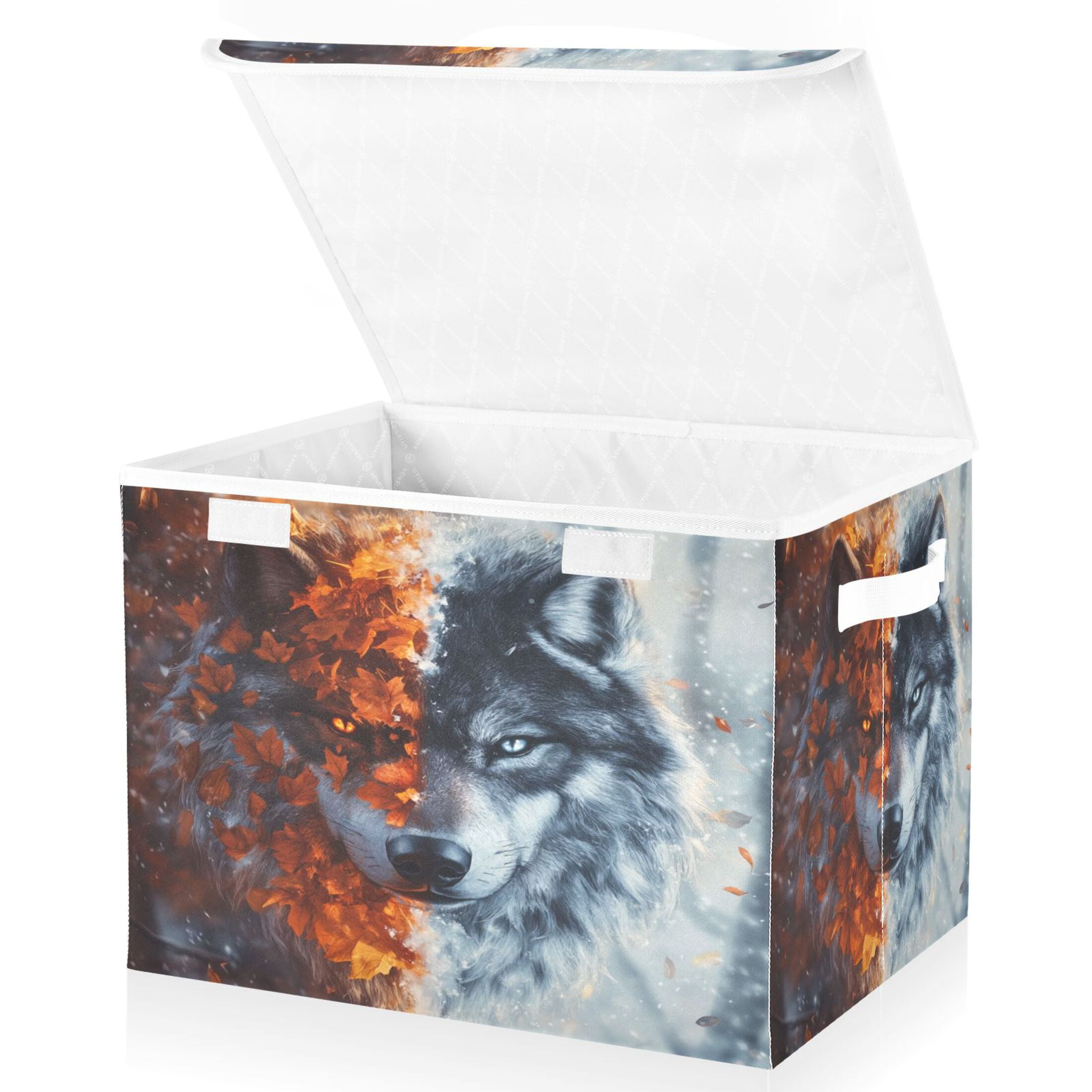 Ryvnso Cool Winter Wolf Large Lidded Foldable Storage Baskets Cubes ...