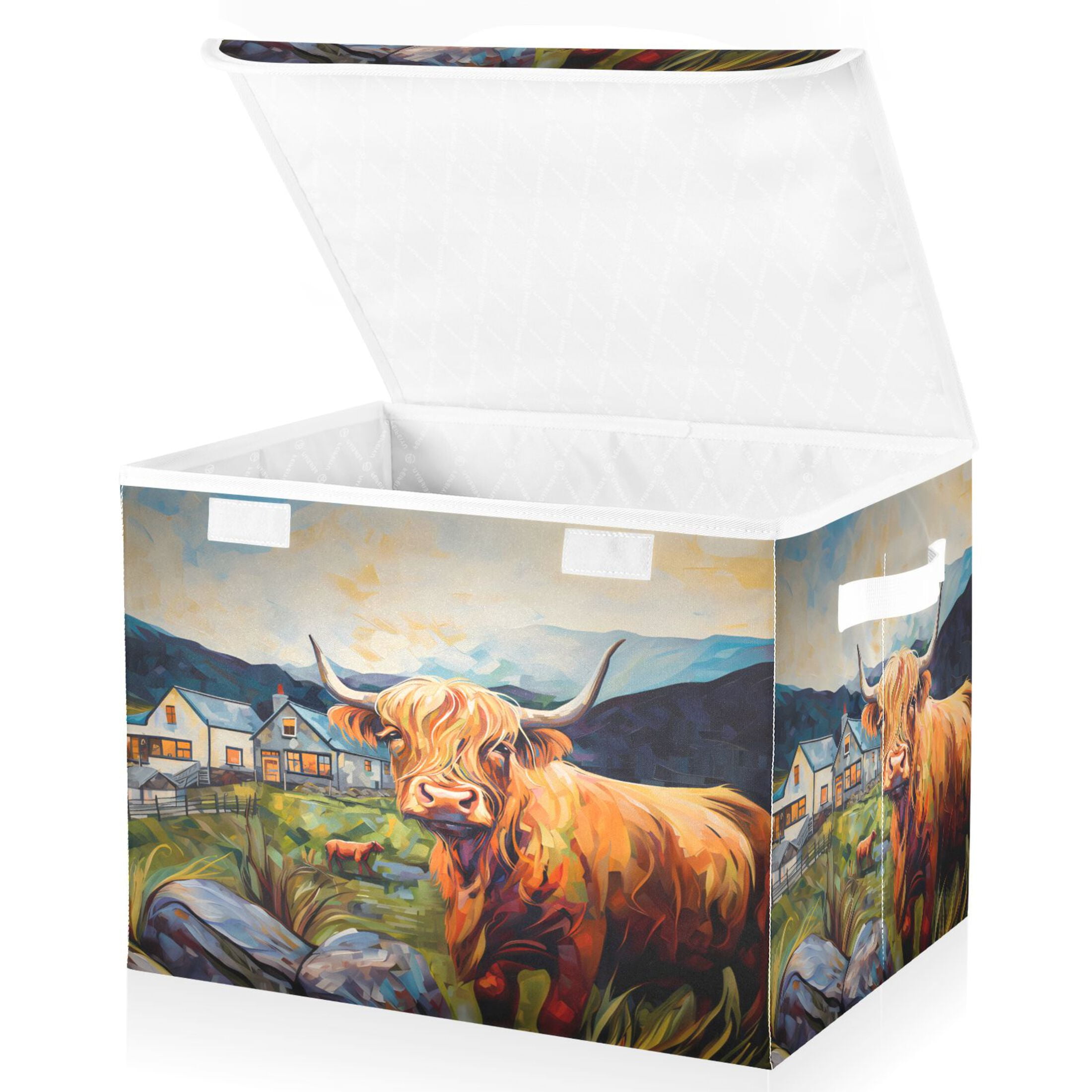 Ryvnso Cow Farmhouses Large Lidded Foldable Storage Baskets Cubes Boxes ...