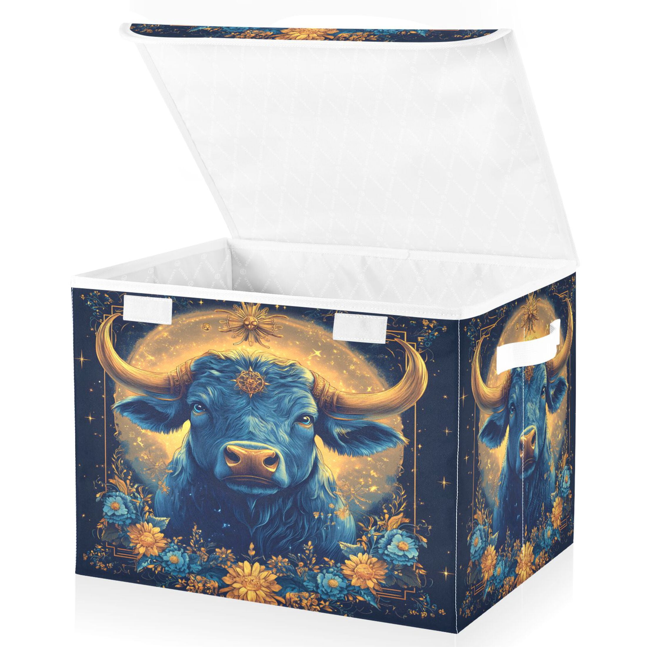 Ryvnso Cow Large Lidded Foldable Storage Baskets Cubes Boxes Lids Bin ...