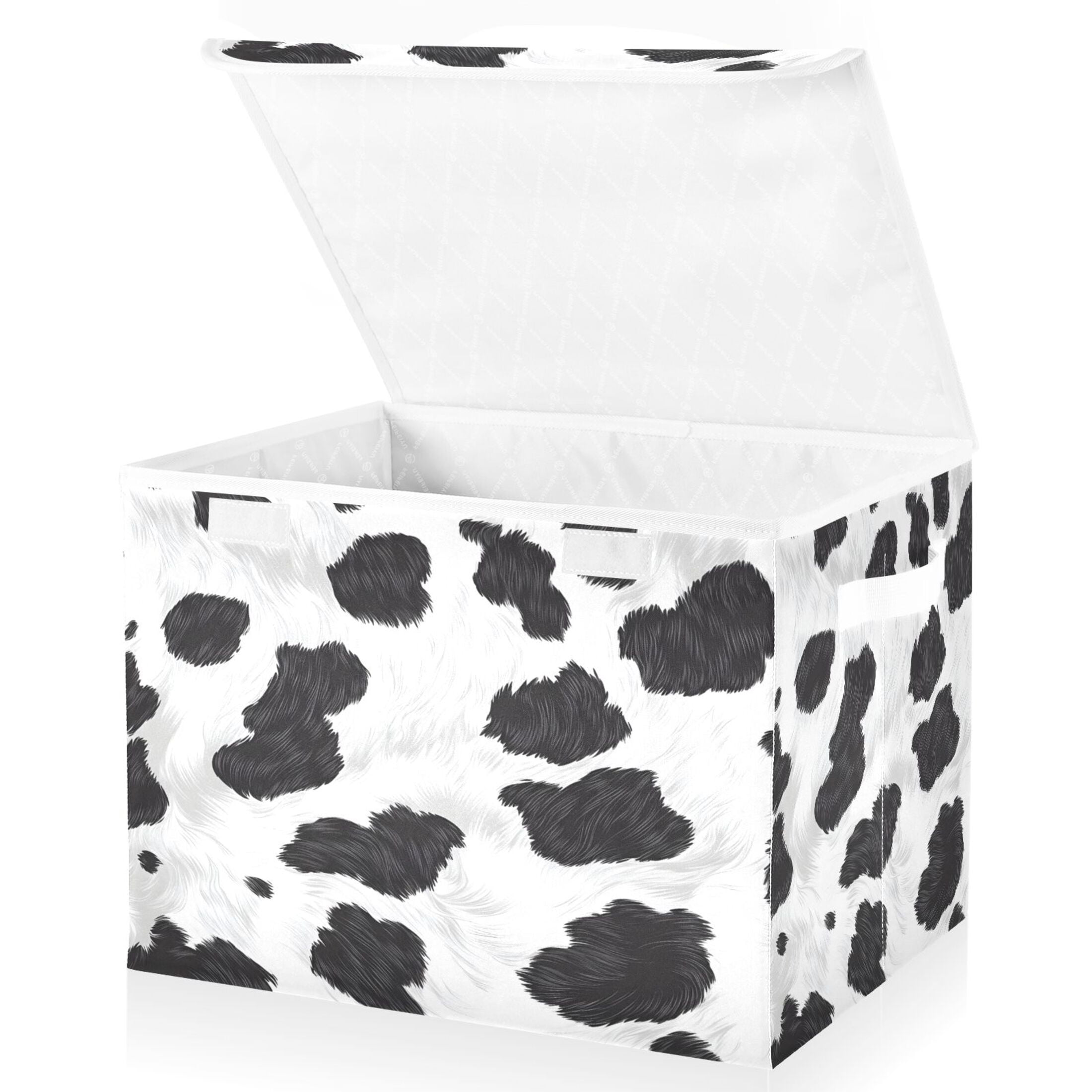 Ryvnso Cow Print Large Lidded Foldable Storage Baskets Cubes Boxes Lids ...