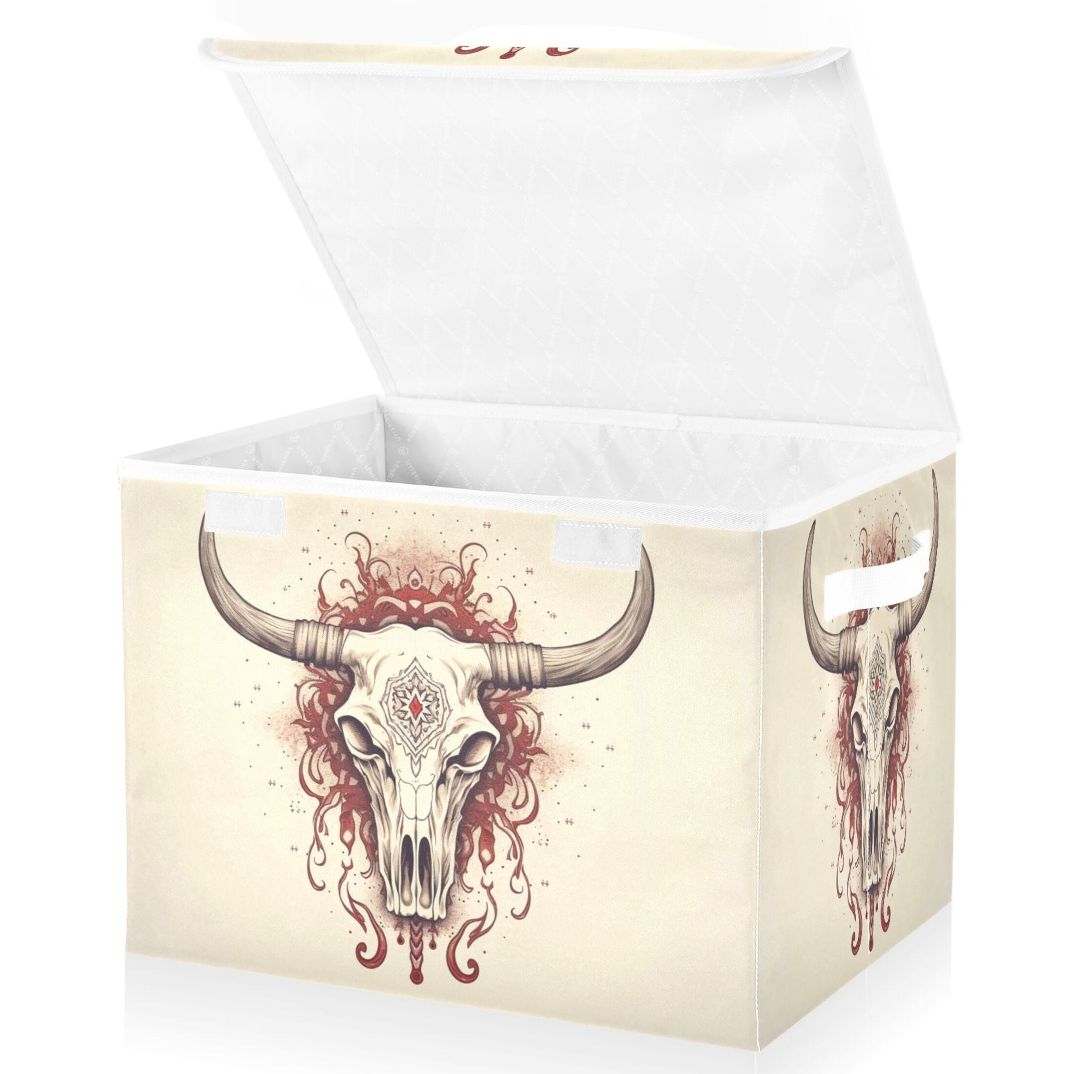 Ryvnso Cow Skull Large Lidded Foldable Storage Baskets Cubes Boxes Lids ...