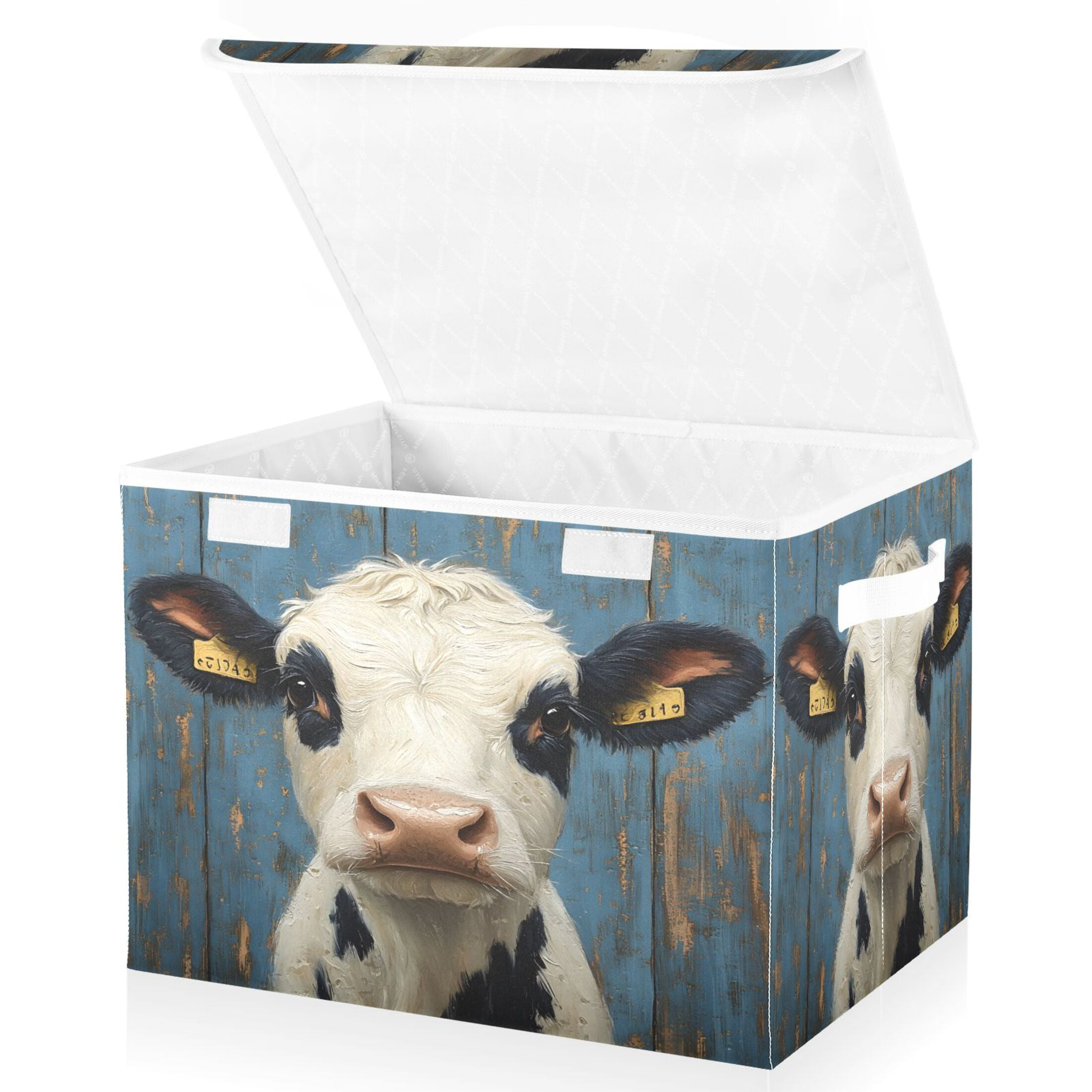 Ryvnso Cow on Wood Large Lidded Foldable Storage Baskets Cubes Boxes ...