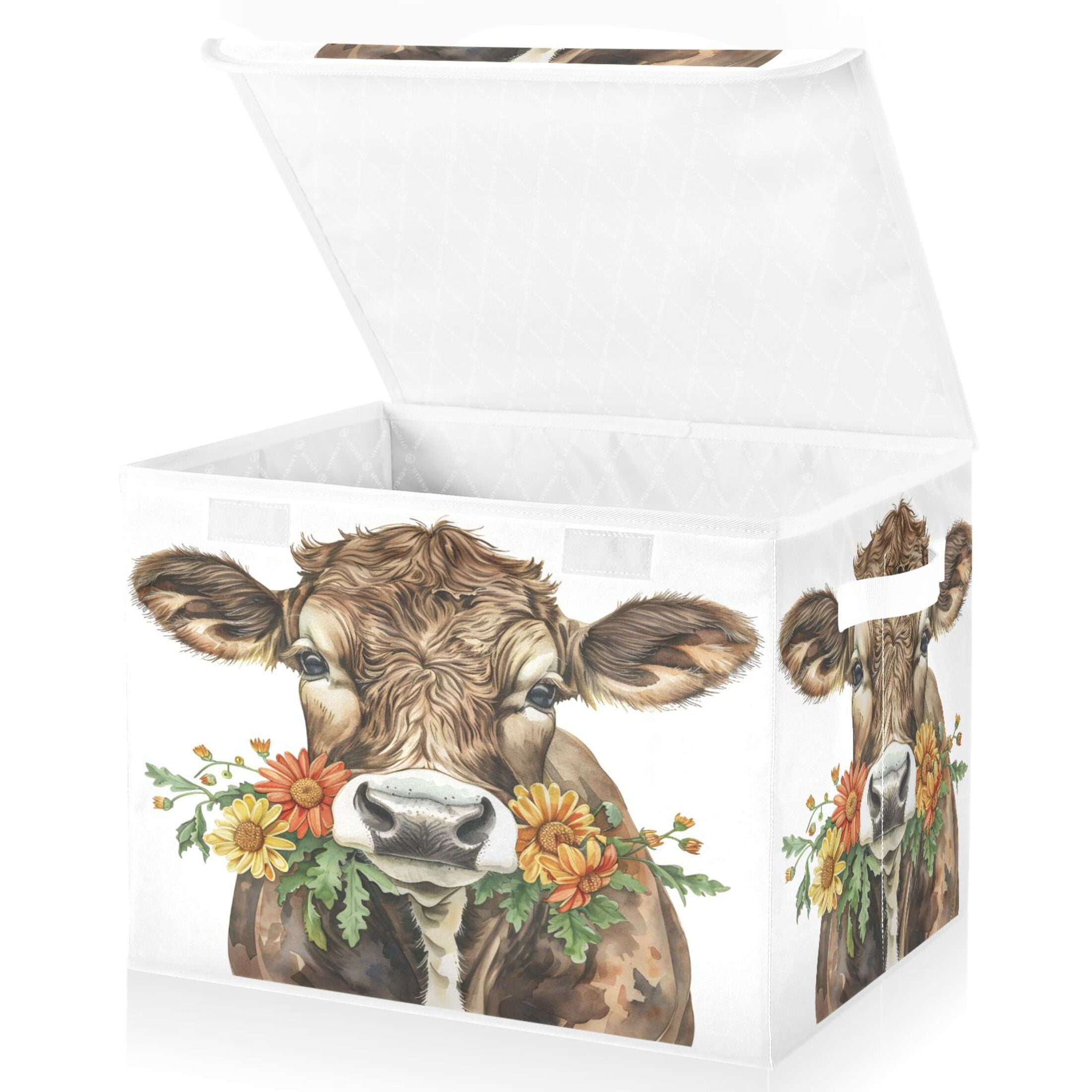 Ryvnso Cows with Flower Large Lidded Foldable Storage Baskets Cubes ...