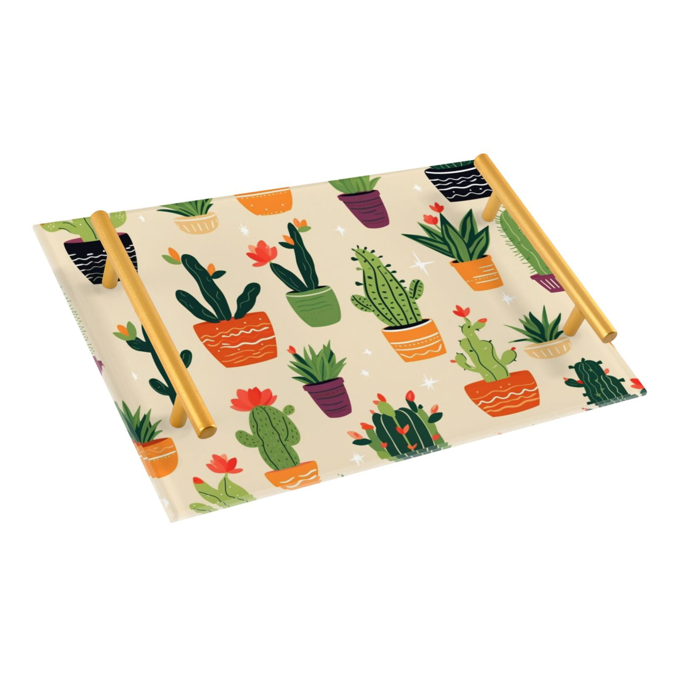 Ryvnso Cute Cactus Bathroom Tray Vanity Countertop Trays Acrylic ...