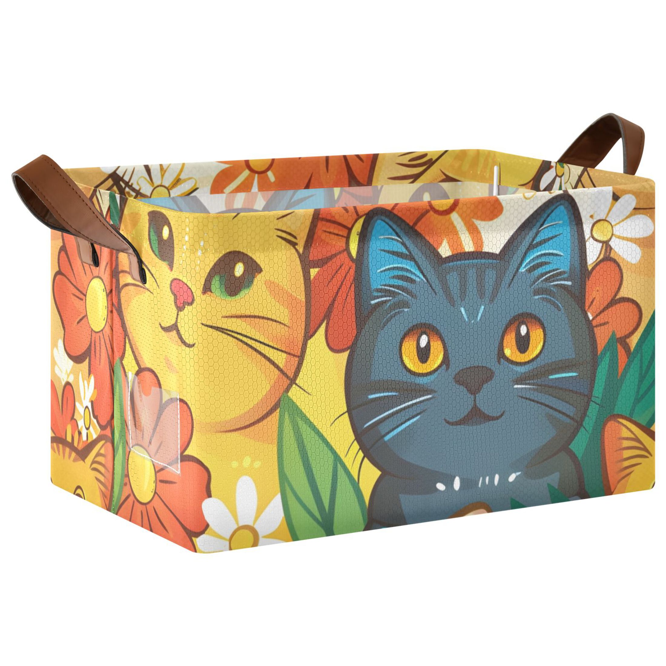 Ryvnso Cute Cat Cartoon Storage Bins Large Basket Foldable Cube Toys ...