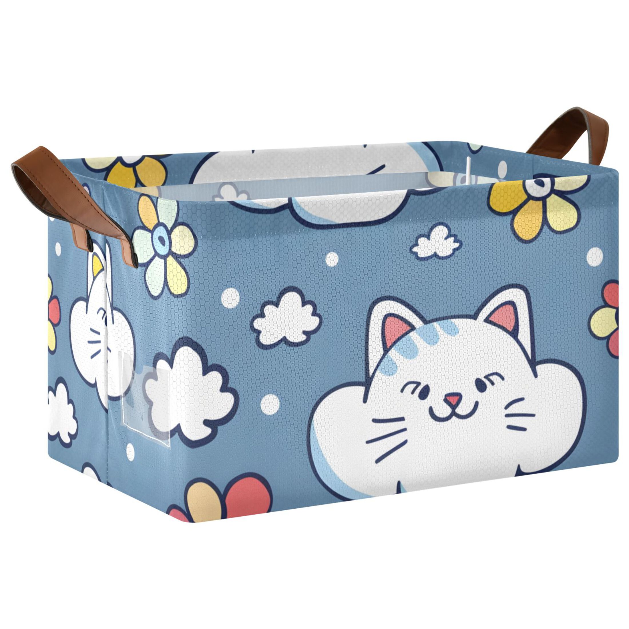 Ryvnso Cute Cat Face Flower Storage Bins Large Basket Foldable Cube ...
