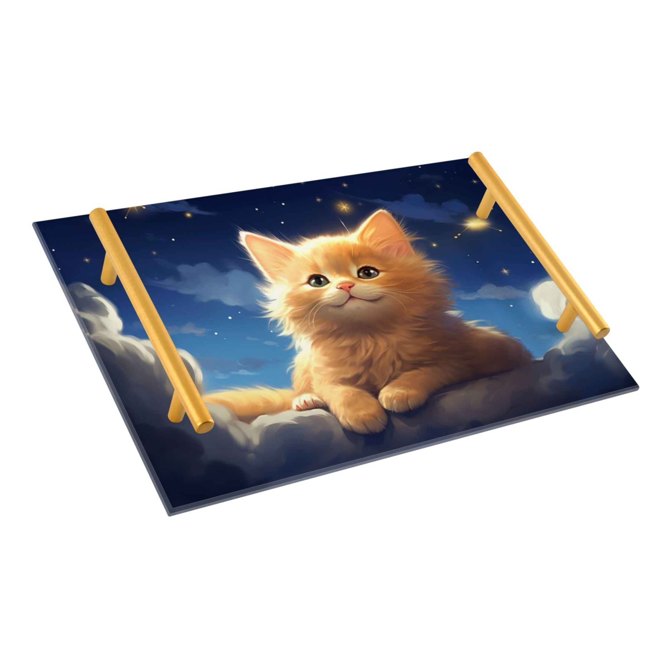 Ryvnso Cute Cat on Clouds Bathroom Tray Vanity Countertop Trays Acrylic ...