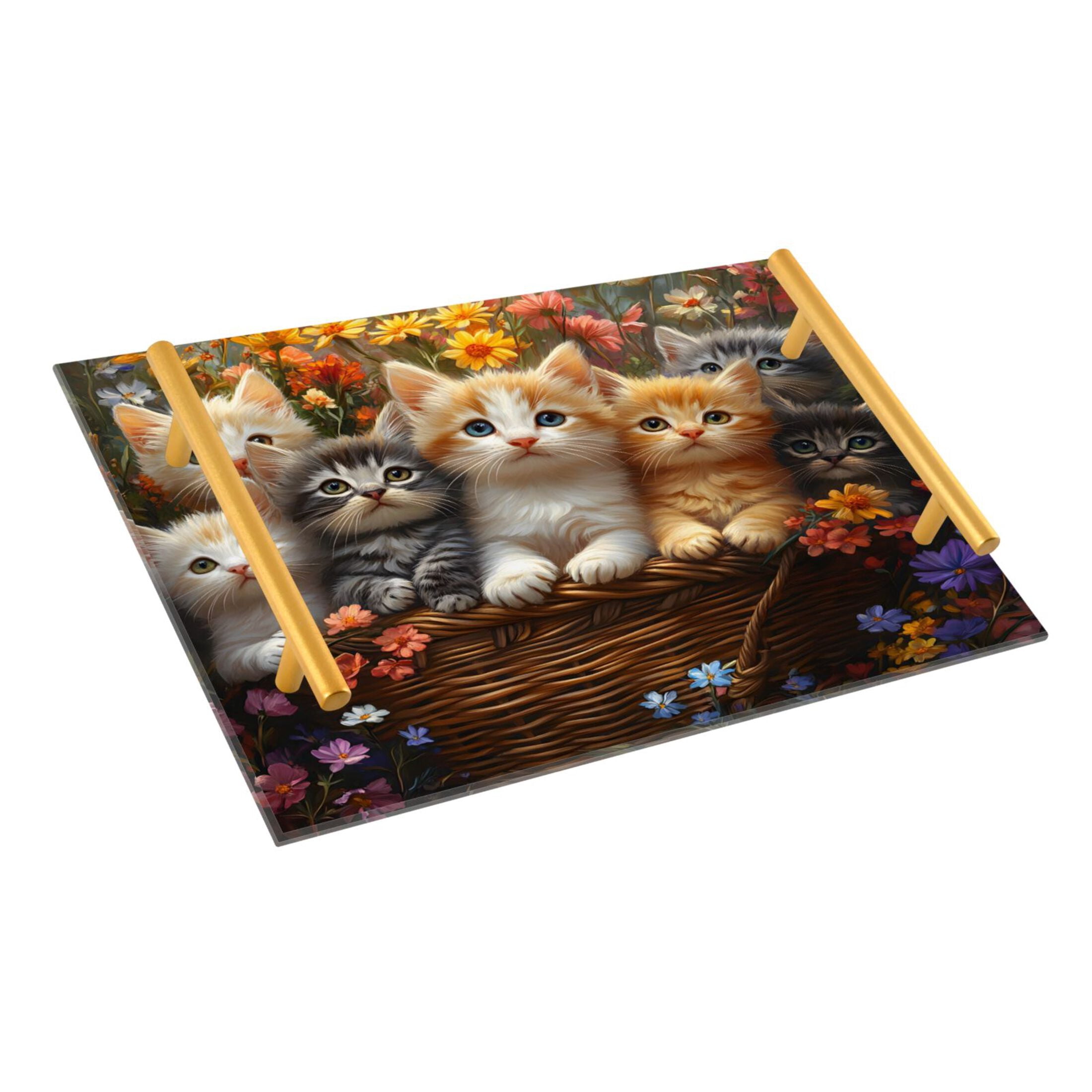 Ryvnso Cute Cats Bathroom Tray Vanity Countertop Trays Acrylic ...