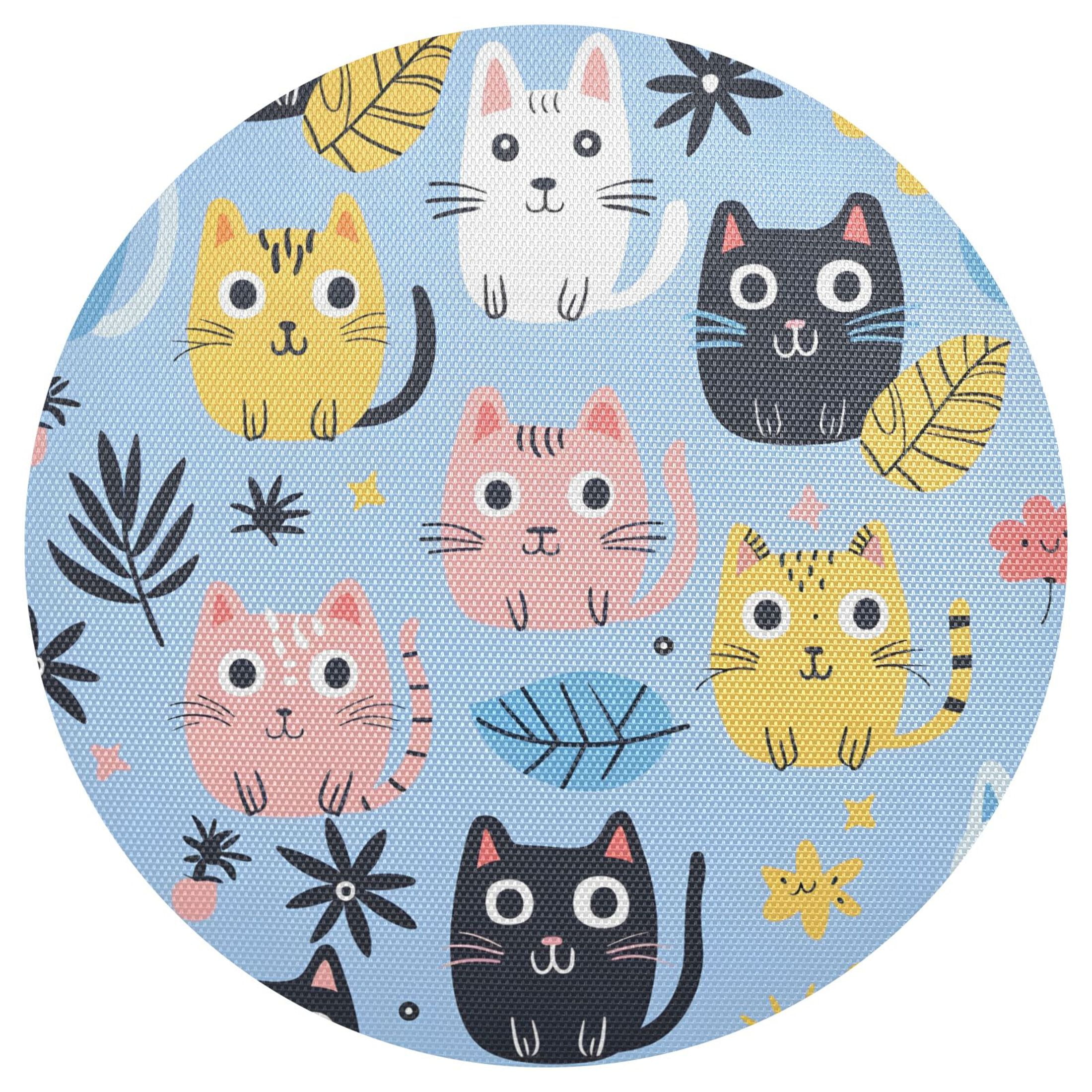 Ryvnso Cute Cats Round Plate Mats Dining Table Placemat 1 Piece for ...