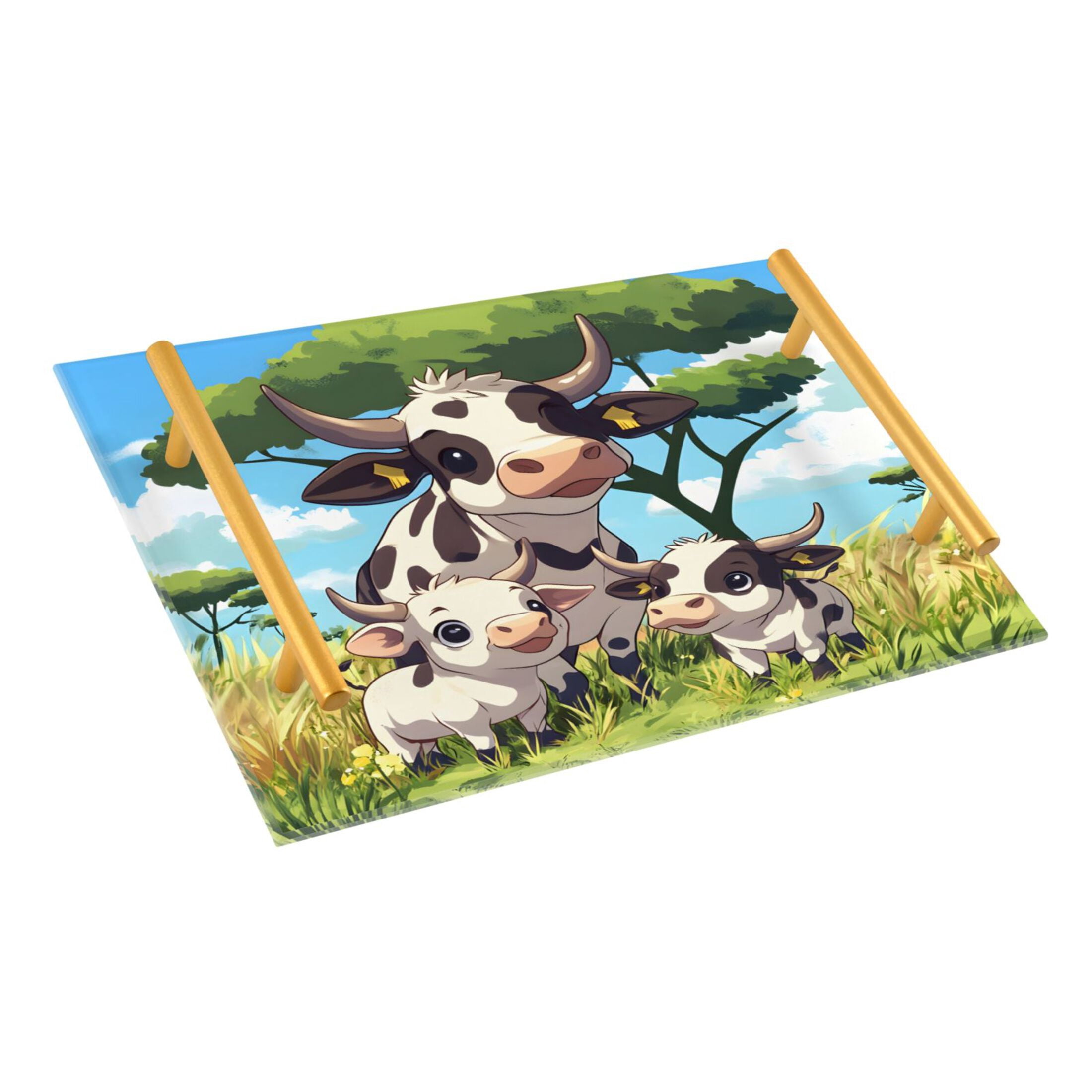 Ryvnso Cute Cows Family and Tree Bathroom Tray Vanity Countertop Trays ...