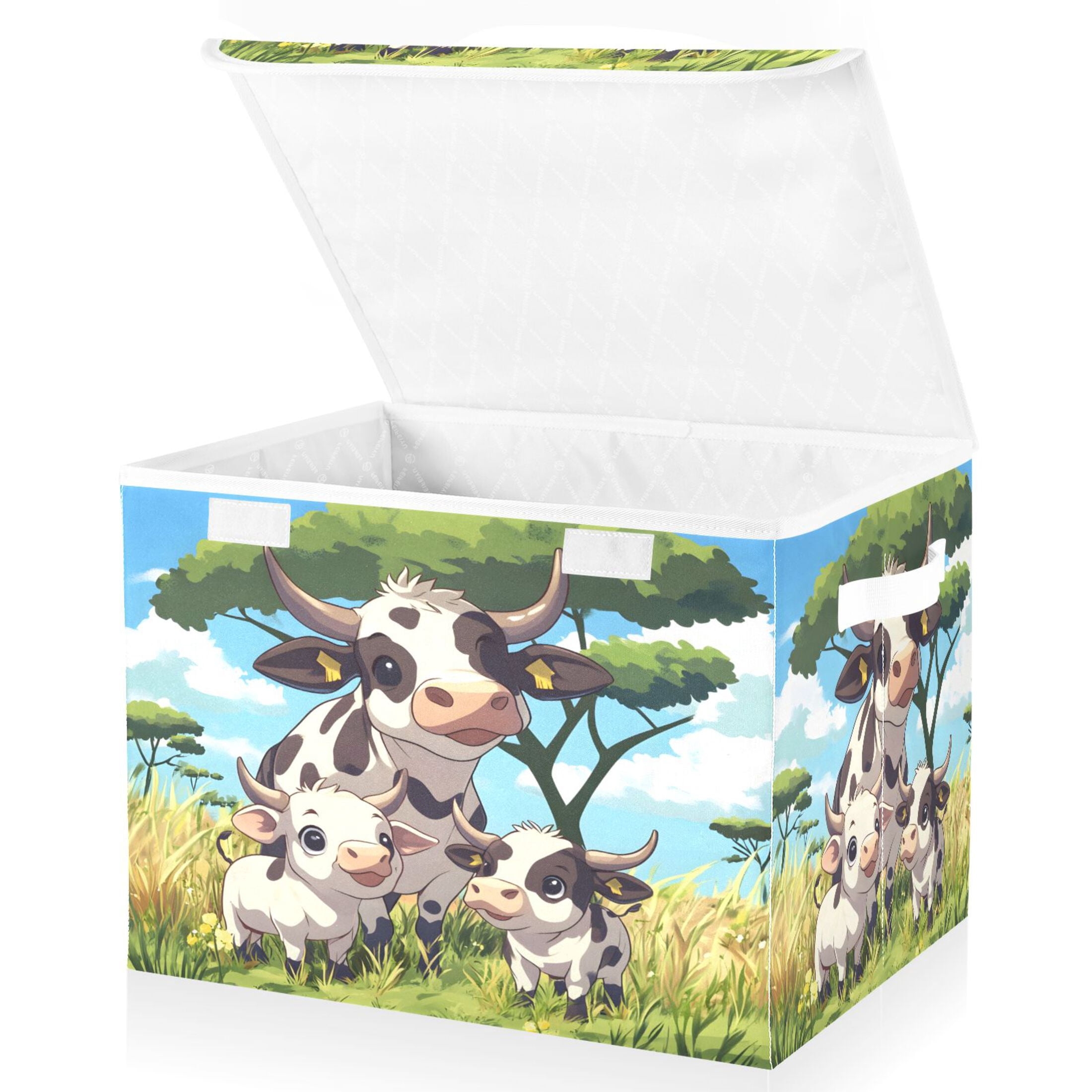 Ryvnso Cute Cows Family and Tree Large Lidded Foldable Storage Baskets ...