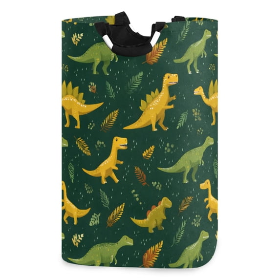 Ryvnso Cute Dinosaur Leaves Pattern Large Storage Basket with Handles ...