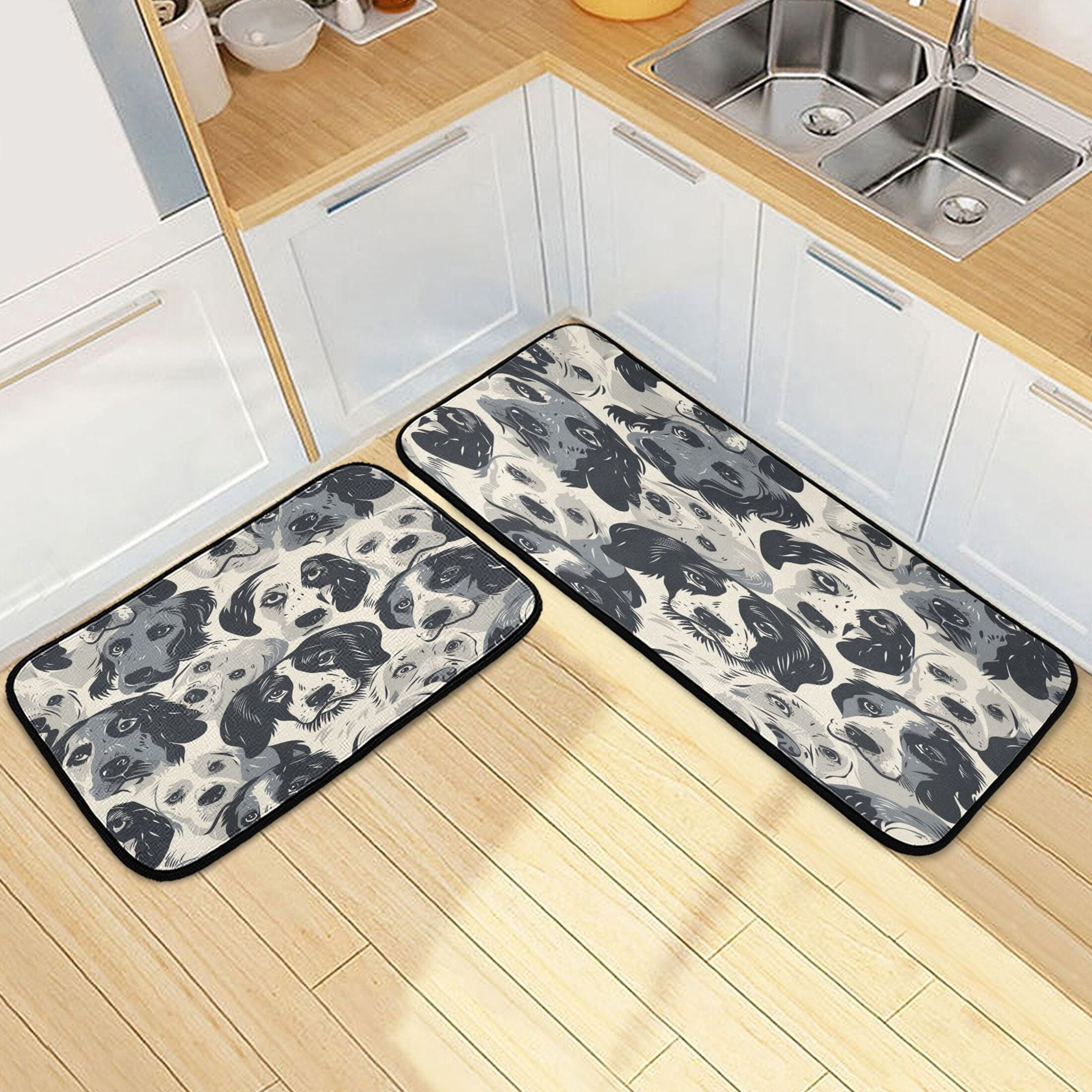 Ryvnso Cute Doodle Dogs-a1 Kitchen Rugs Set Non Slip Runner Mats for ...