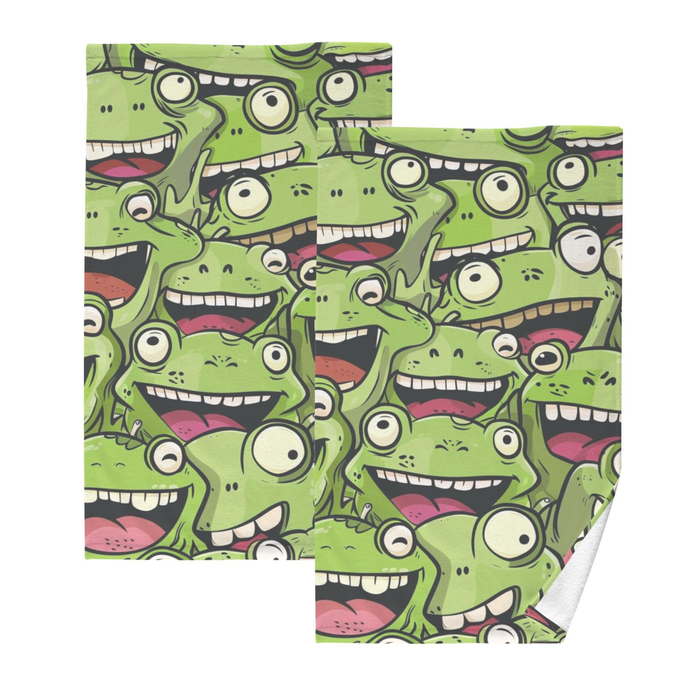 Ryvnso Cute Doodle Frog Cotton Hand Towels Sets Face Towel 2 PCs ...