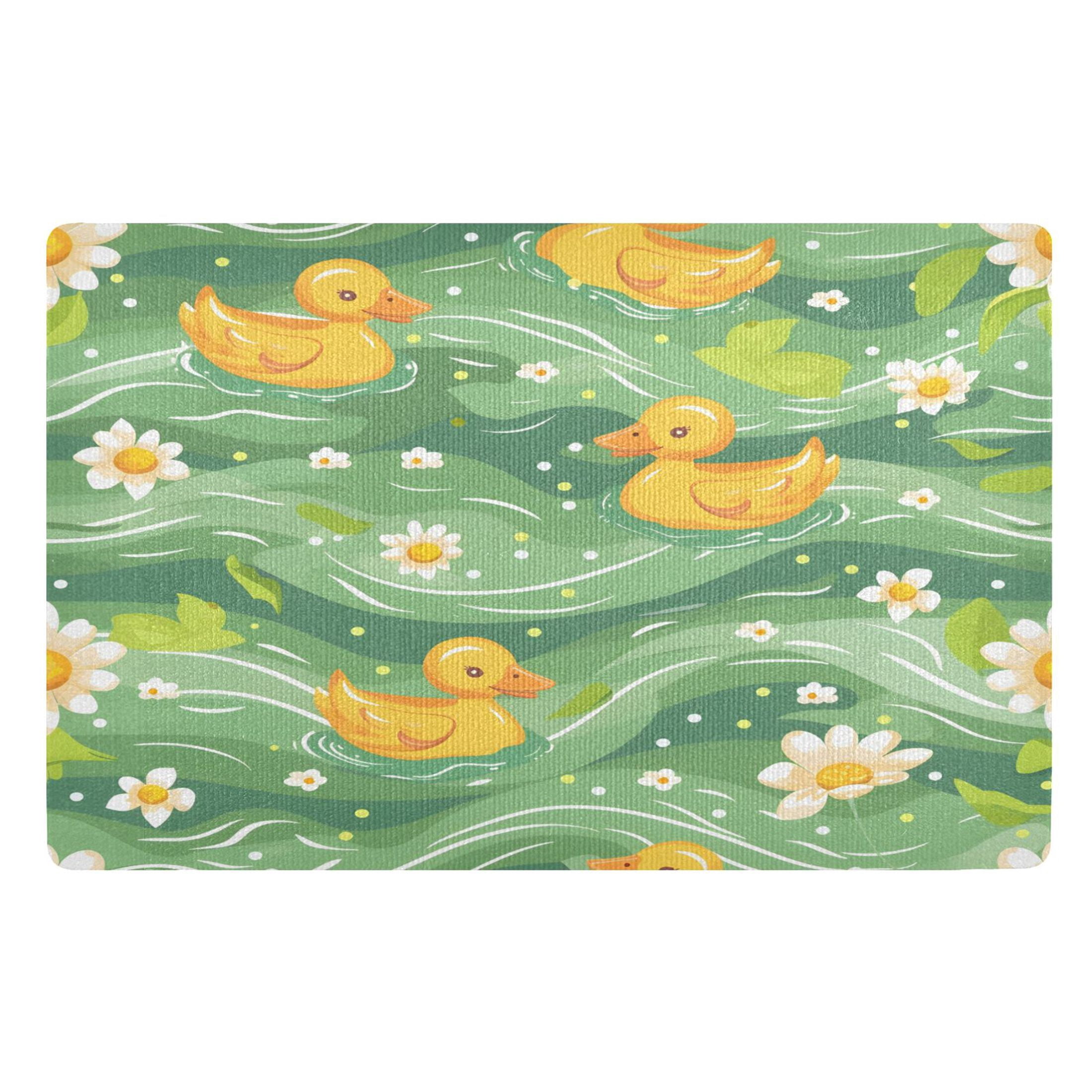 Ryvnso Cute Ducks and Daisy Flower Door Mats Outdoor Indoor Entrance ...