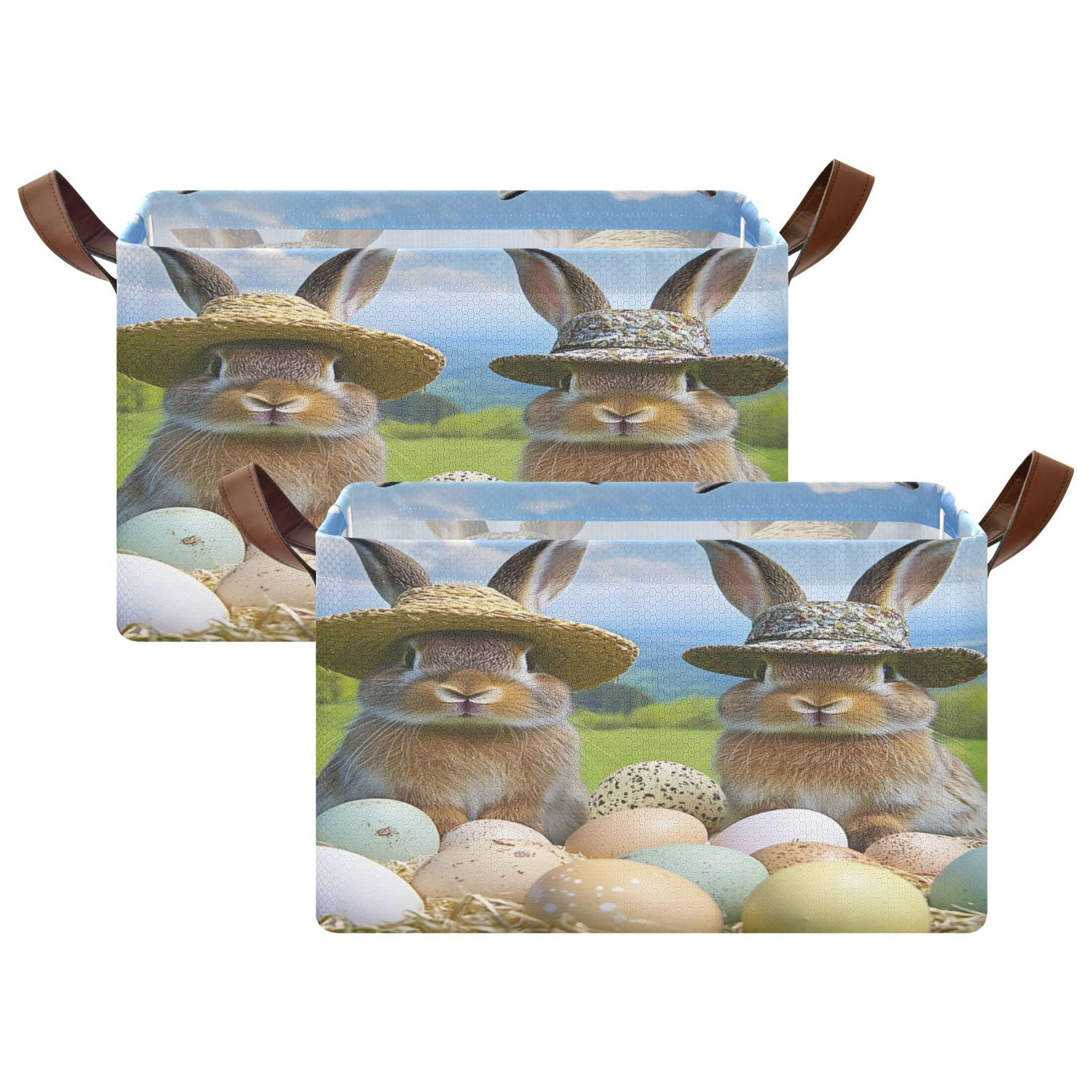 Ryvnso Cute Esater Bunny and Eggs Storage Bins Large Basket Foldable ...