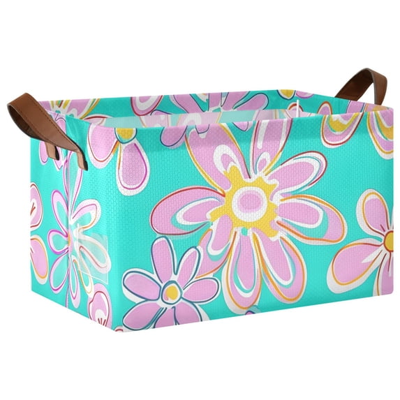 Ryvnso Cute Floral Storage Bins Large Basket Foldable Cube Toys ...