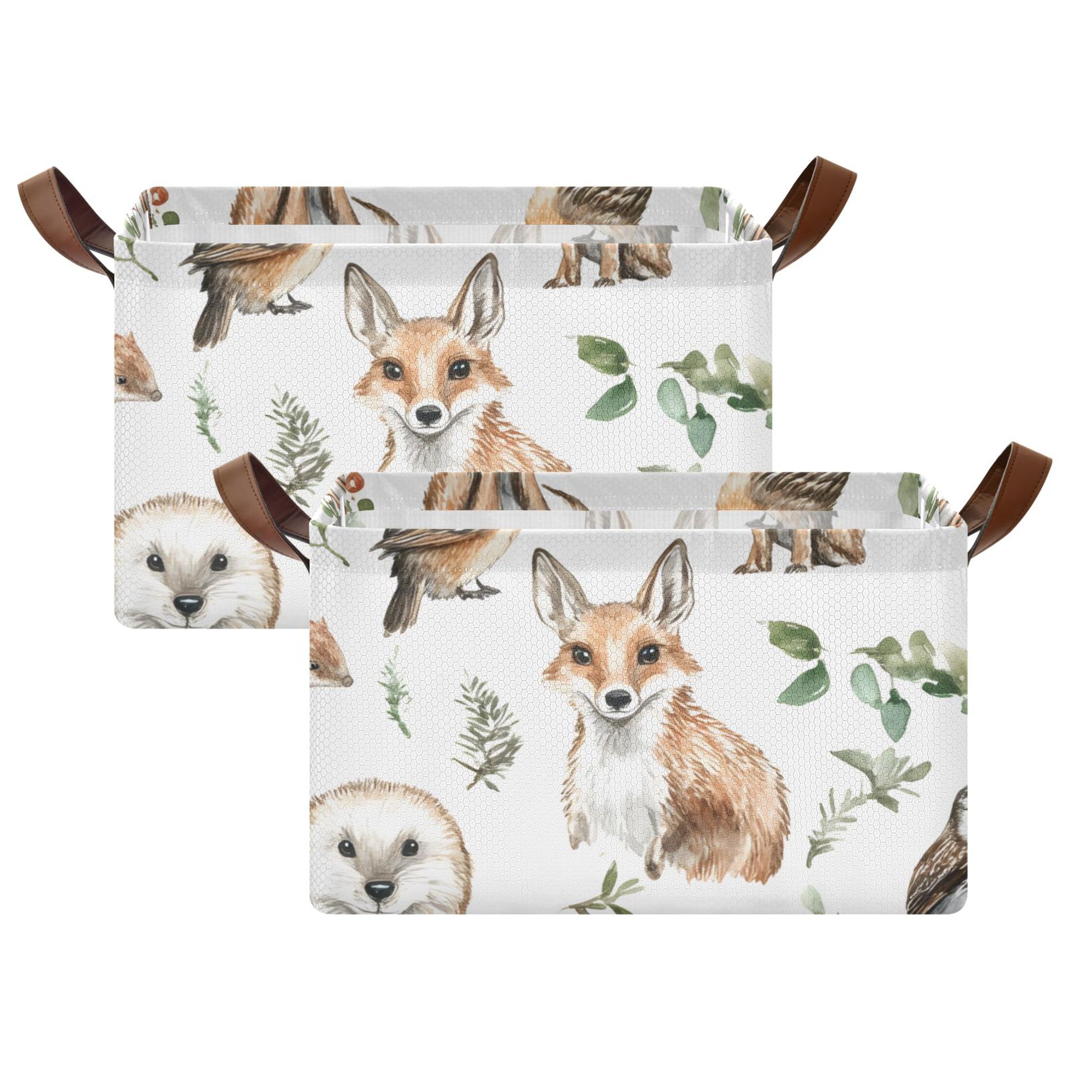 Ryvnso Cute Fox Owls Storage Bins Large Basket Foldable Cube Toys ...