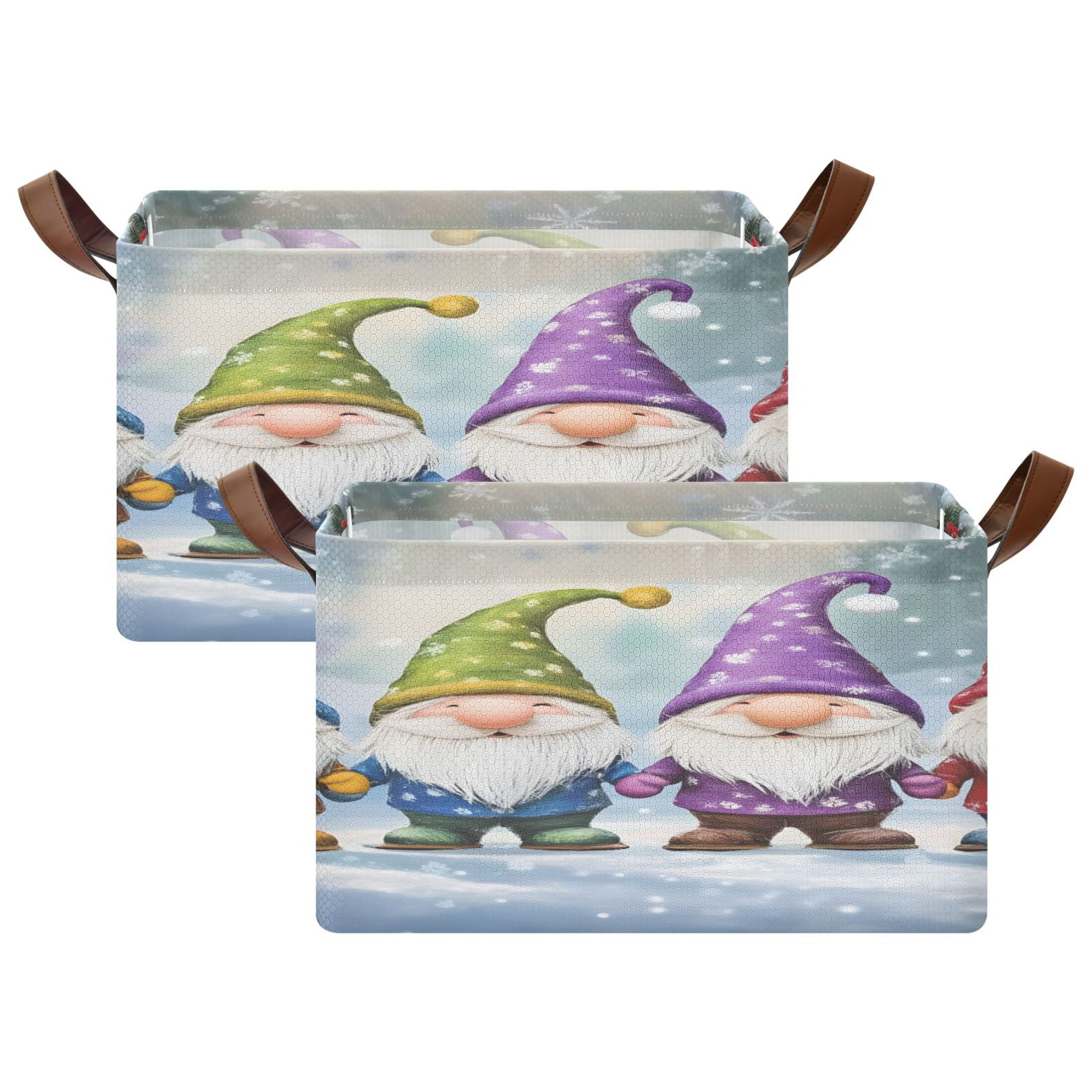 Ryvnso Cute Gnomes Christmas Storage Bins Large Basket Foldable Cube ...