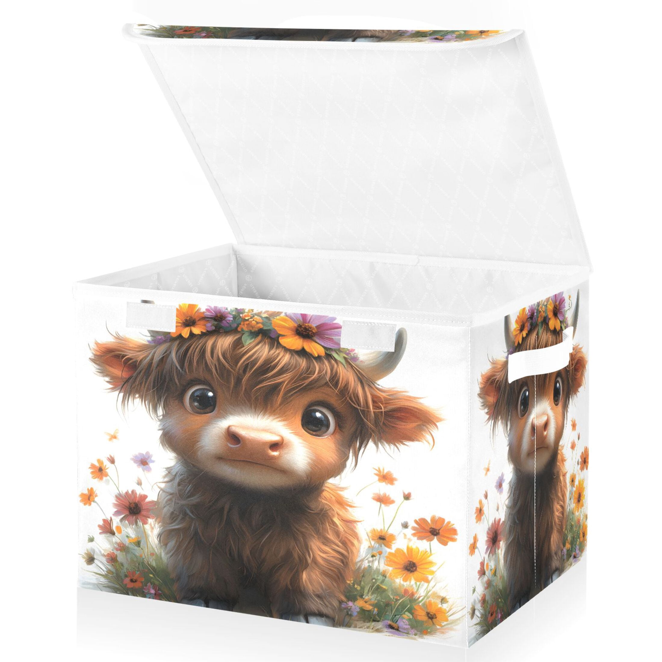 Ryvnso Cute Highland Cattle Large Lidded Foldable Storage Baskets Cubes ...
