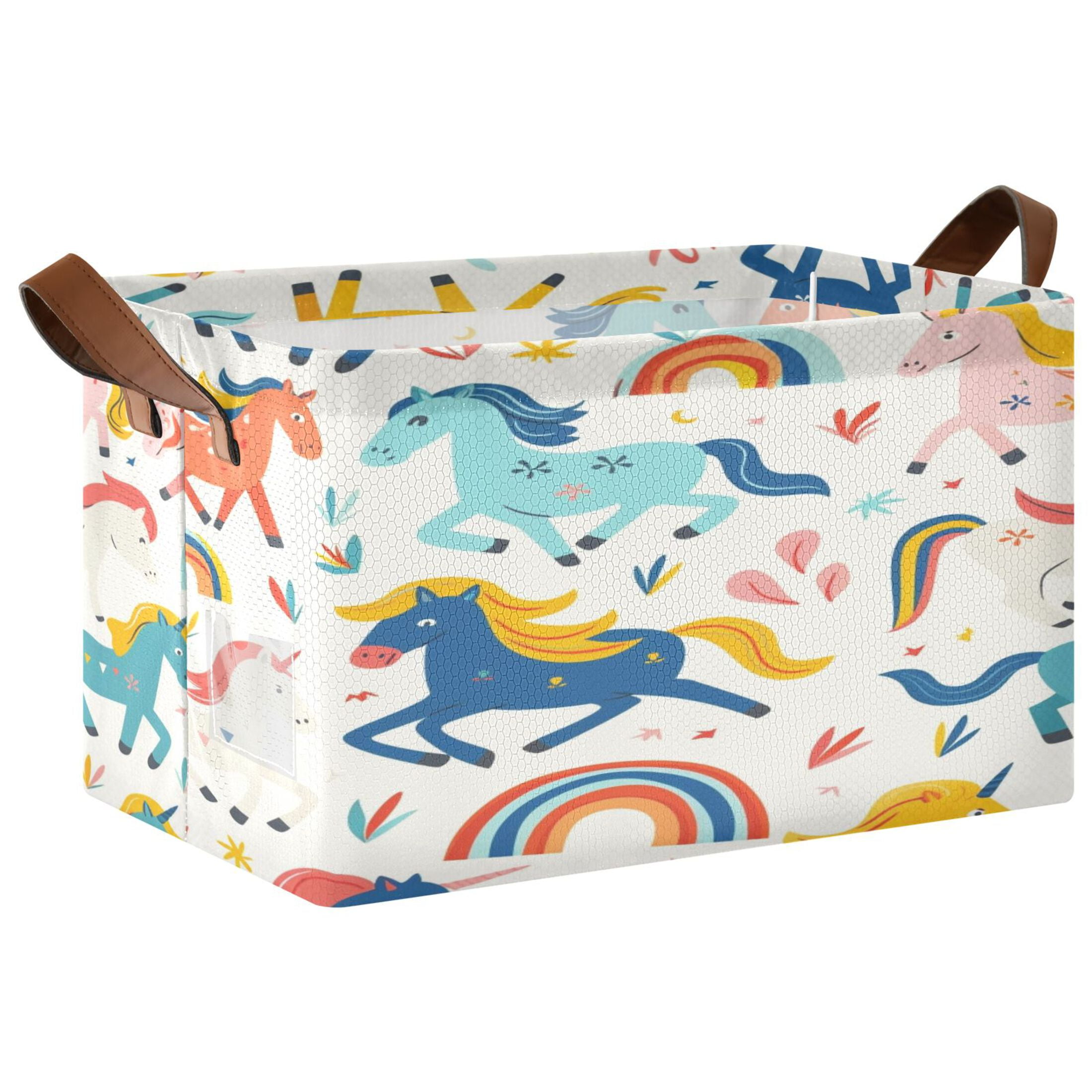 Ryvnso Cute Horse Rainbow Storage Bins Large Basket Foldable Cube Toys ...