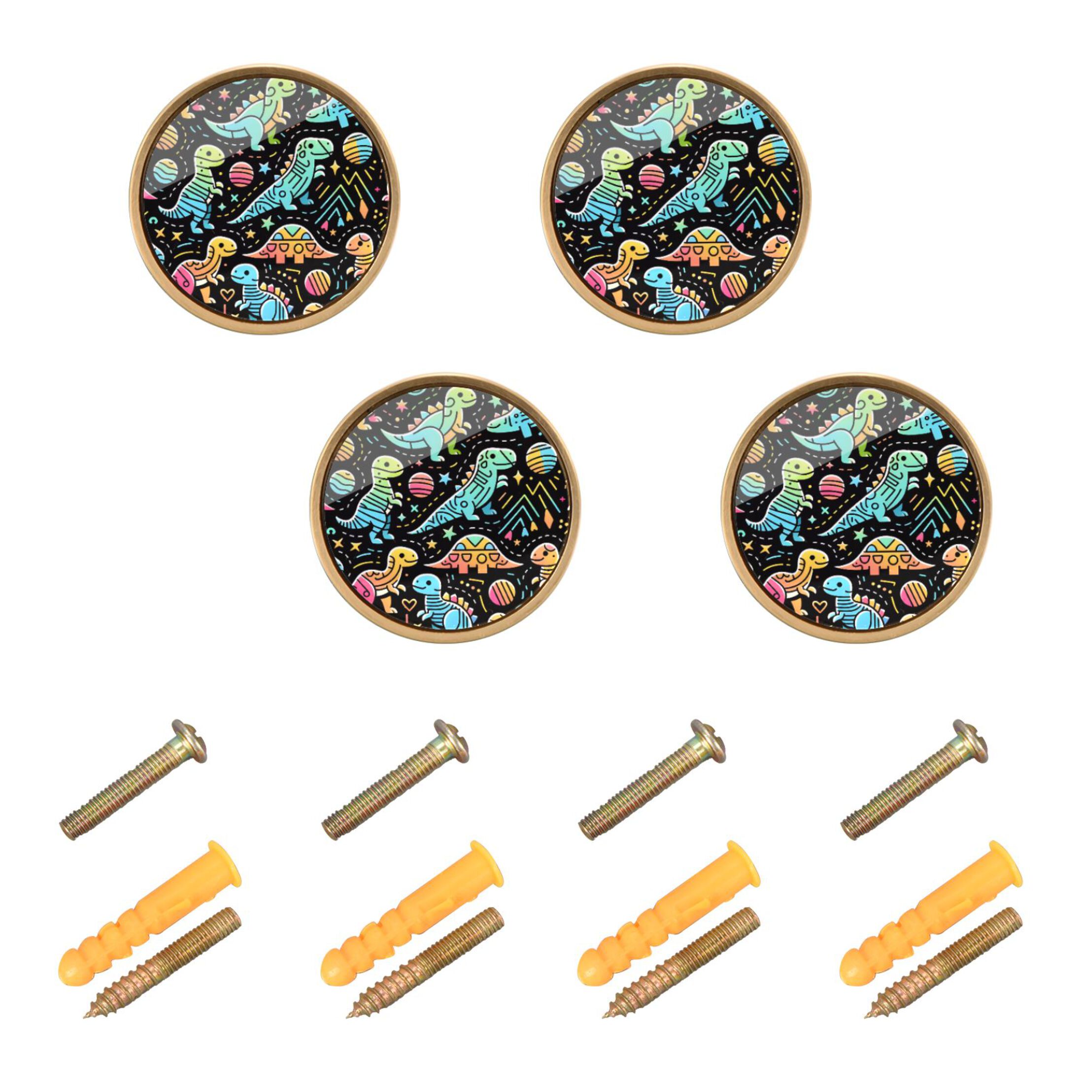 Ryvnso Cute Magic Line Dinosaurs Cabinet Knobs Kitchen Door Round Pulls ...