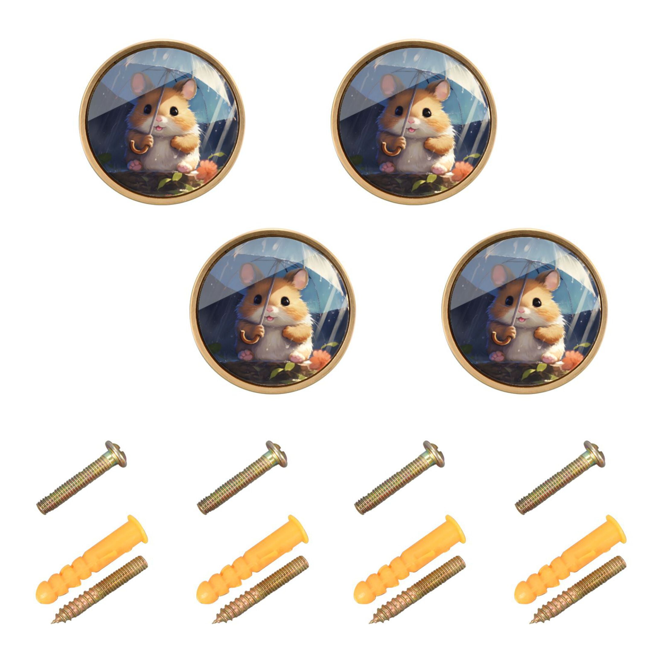 Ryvnso Cute Mouse with Umbrella Cabinet Knobs Kitchen Door Round Pulls ...