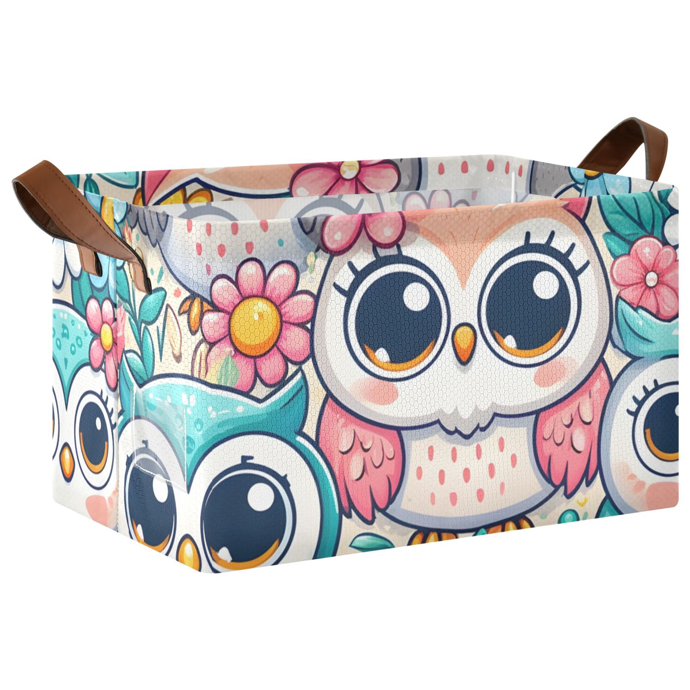 Ryvnso Cute Owl and Floral Storage Bins Large Basket Foldable Cube Toys ...