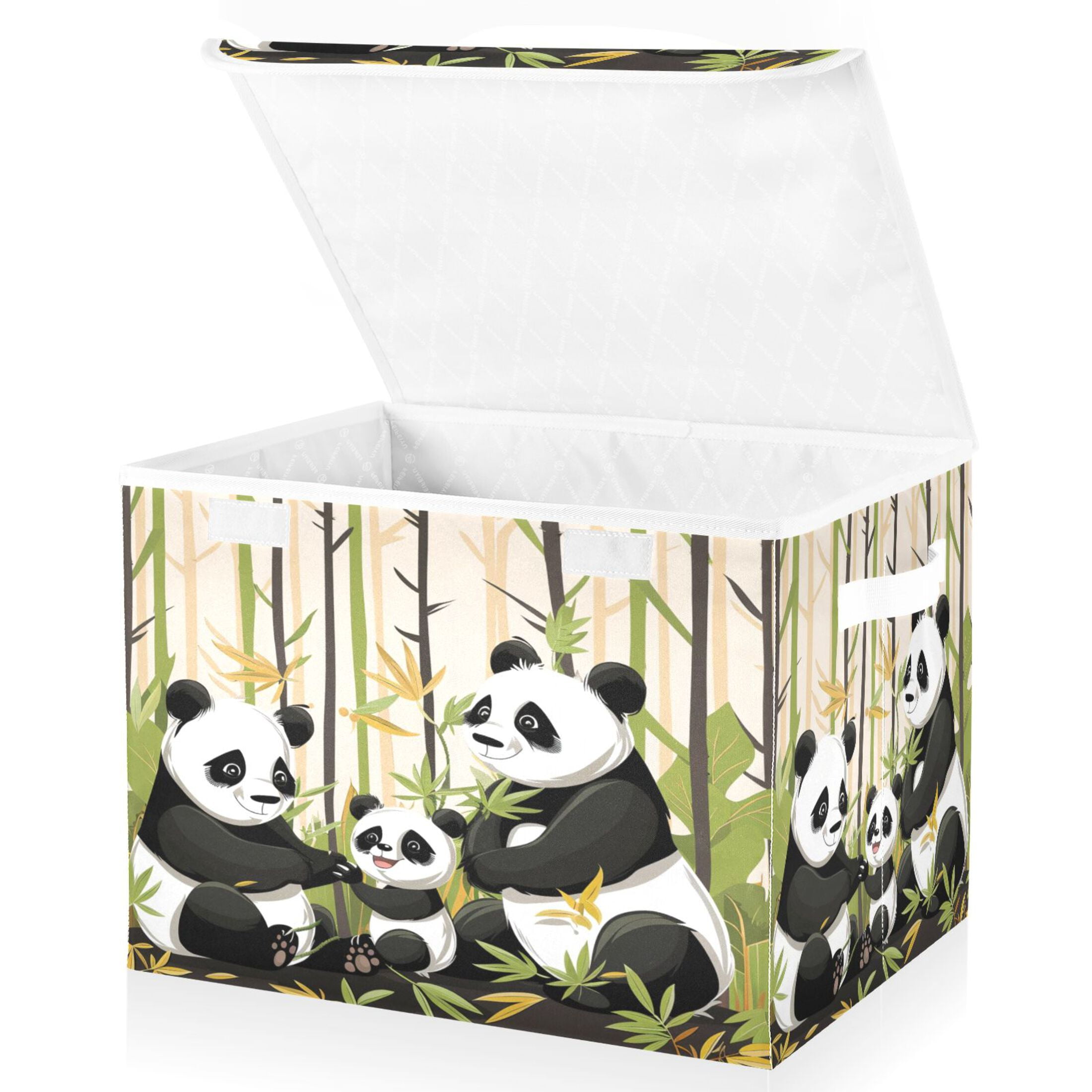 Ryvnso Cute Panda Family Large Lidded Foldable Storage Baskets Cubes ...
