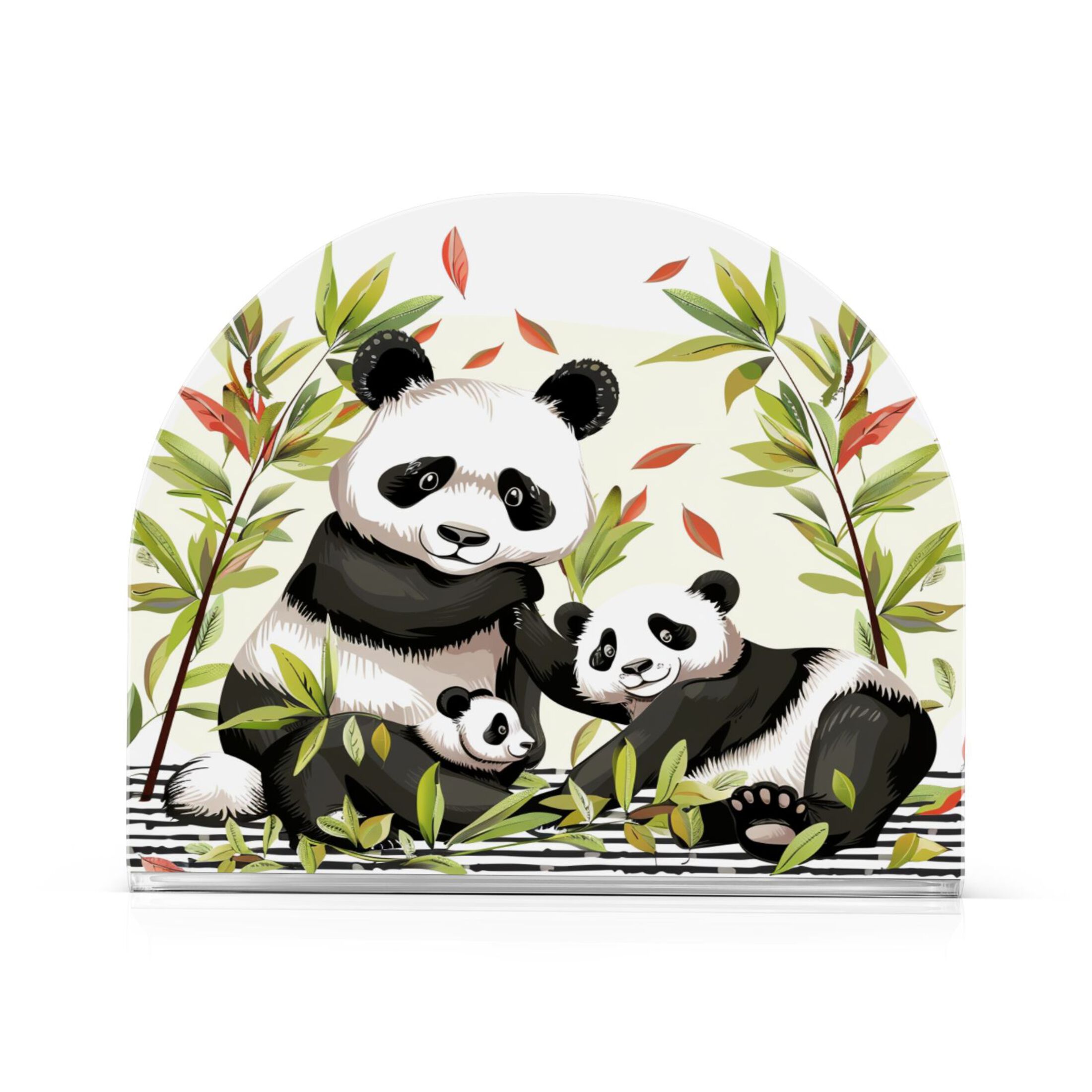 Ryvnso Cute Panda Family Leaves Acrylic Napkin Holder Table Kitchen ...