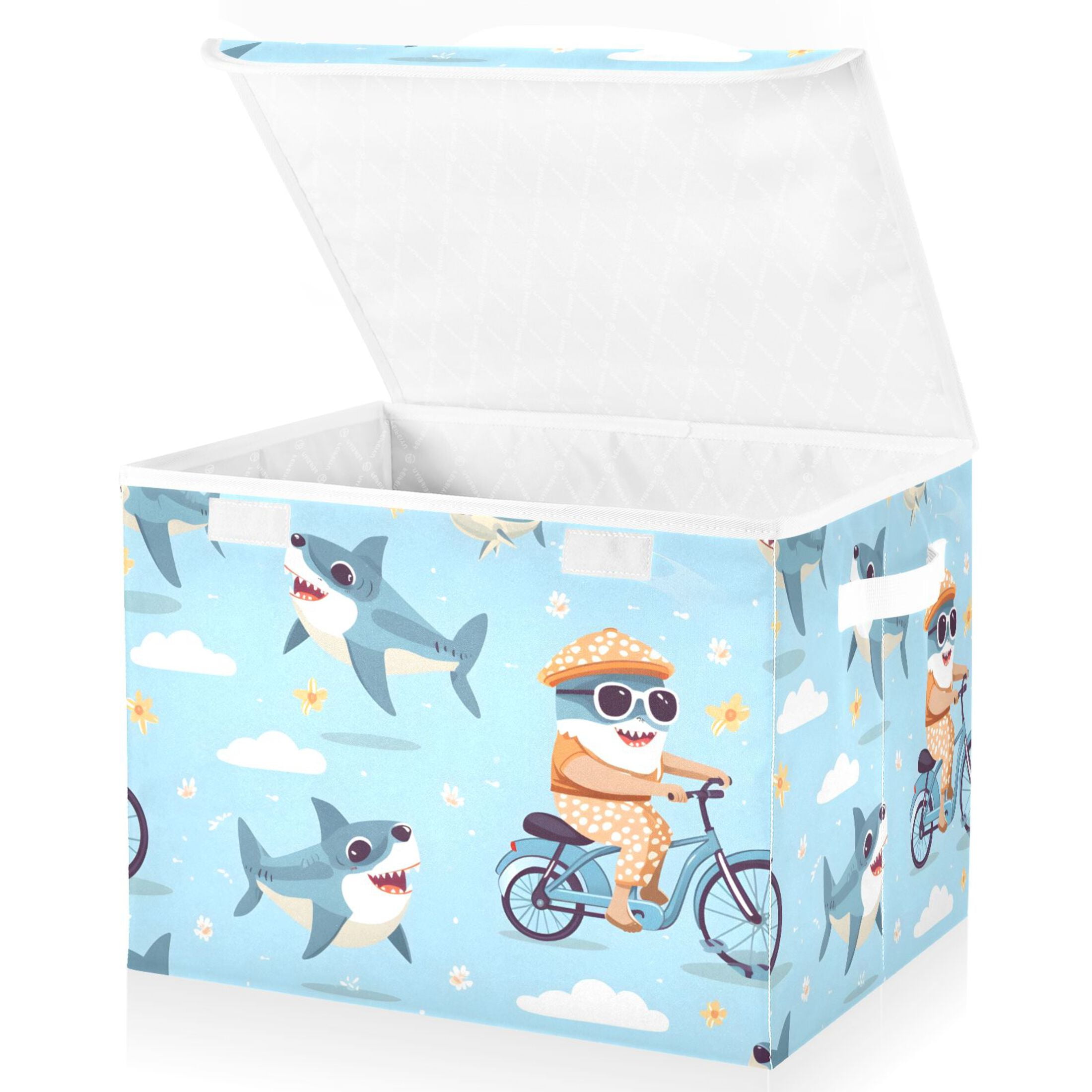 Ryvnso Cute Shark Clying Large Lidded Foldable Storage Baskets Cubes ...