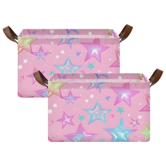 Ryvnso Cute Shiny Star Storage Bins Large Basket Foldable Cube Toys ...