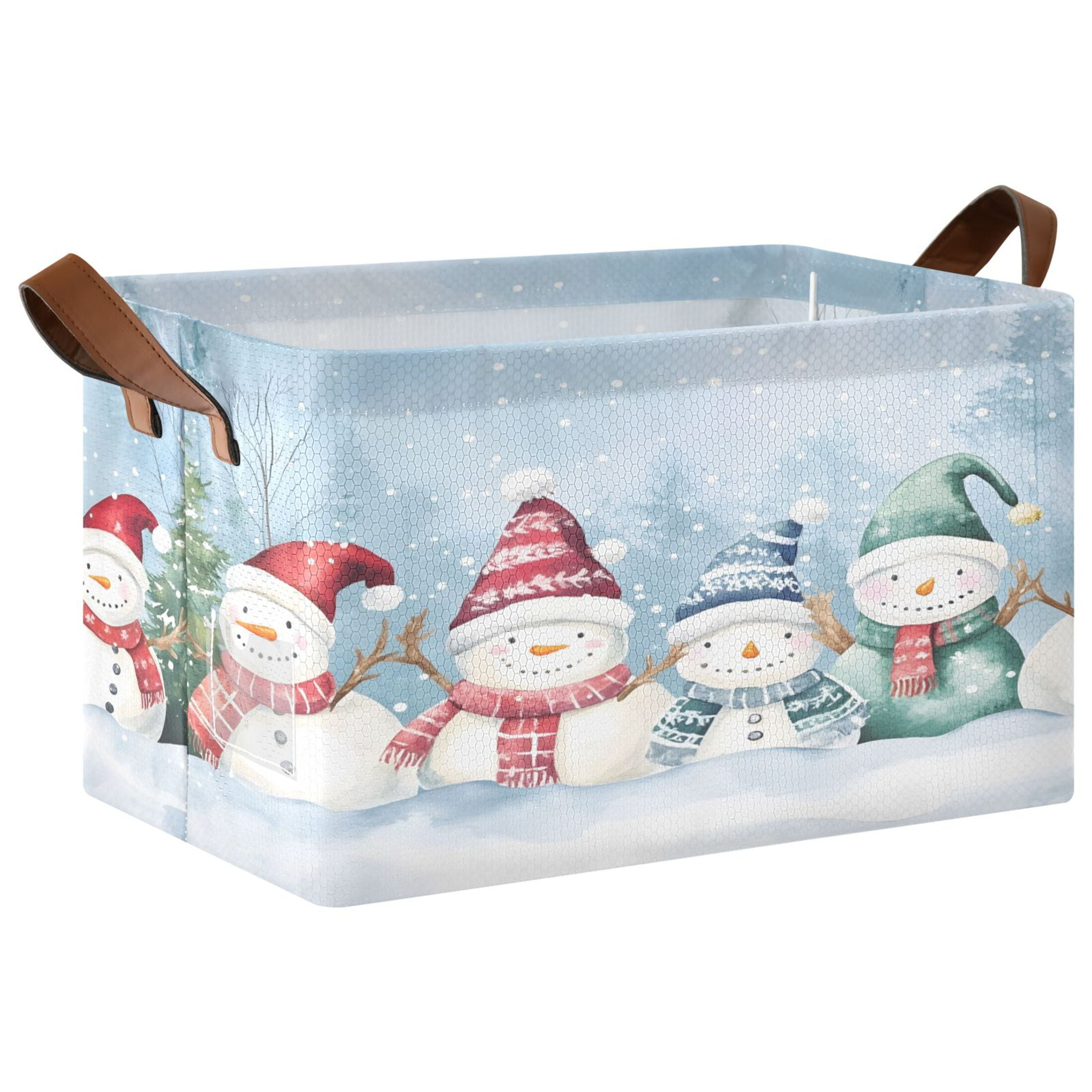 Ryvnso Cute Snowman in Winter Storage Bins Large Basket Foldable Cube ...