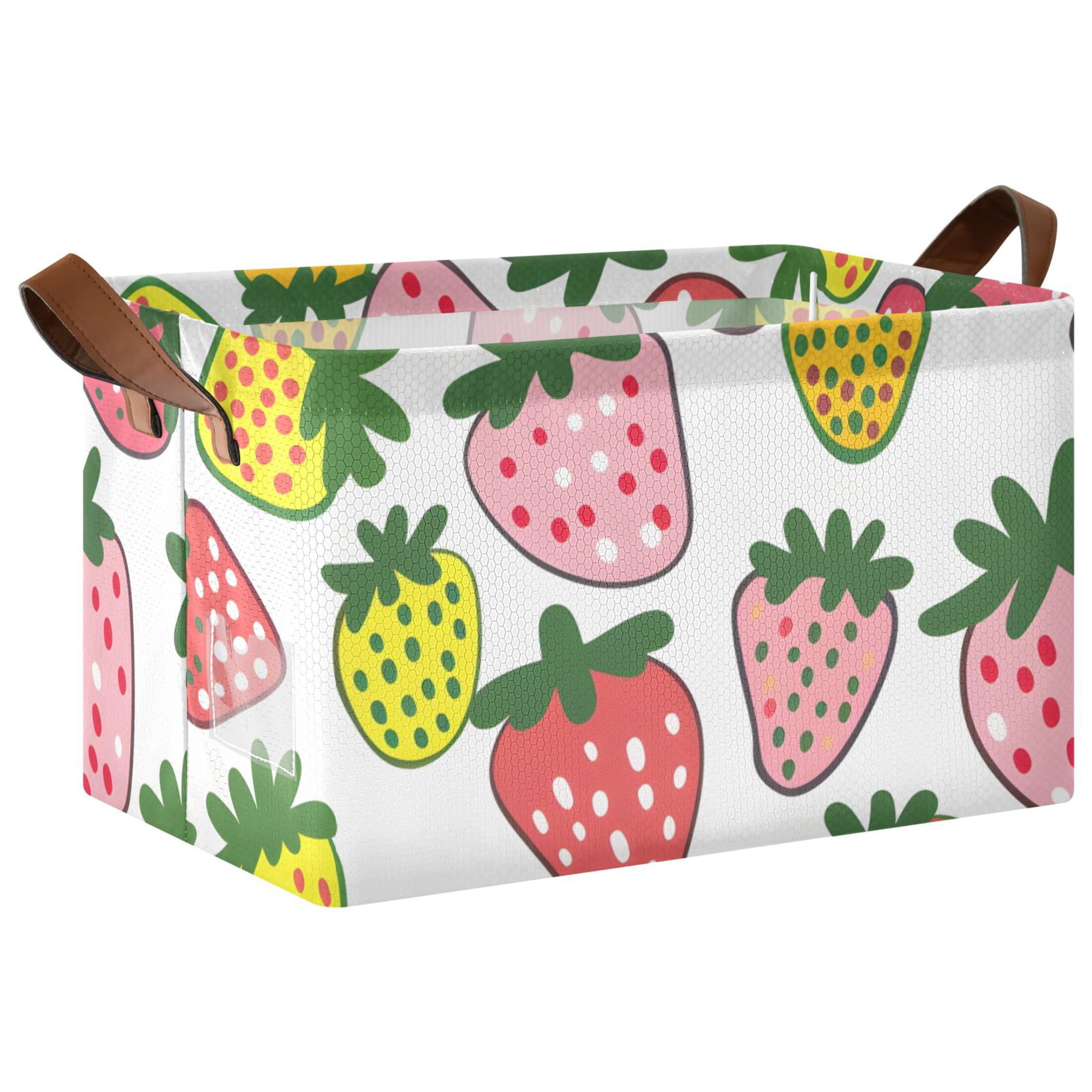 Ryvnso Cute Strawberry Storage Bins Large Basket Foldable Cube Toys ...