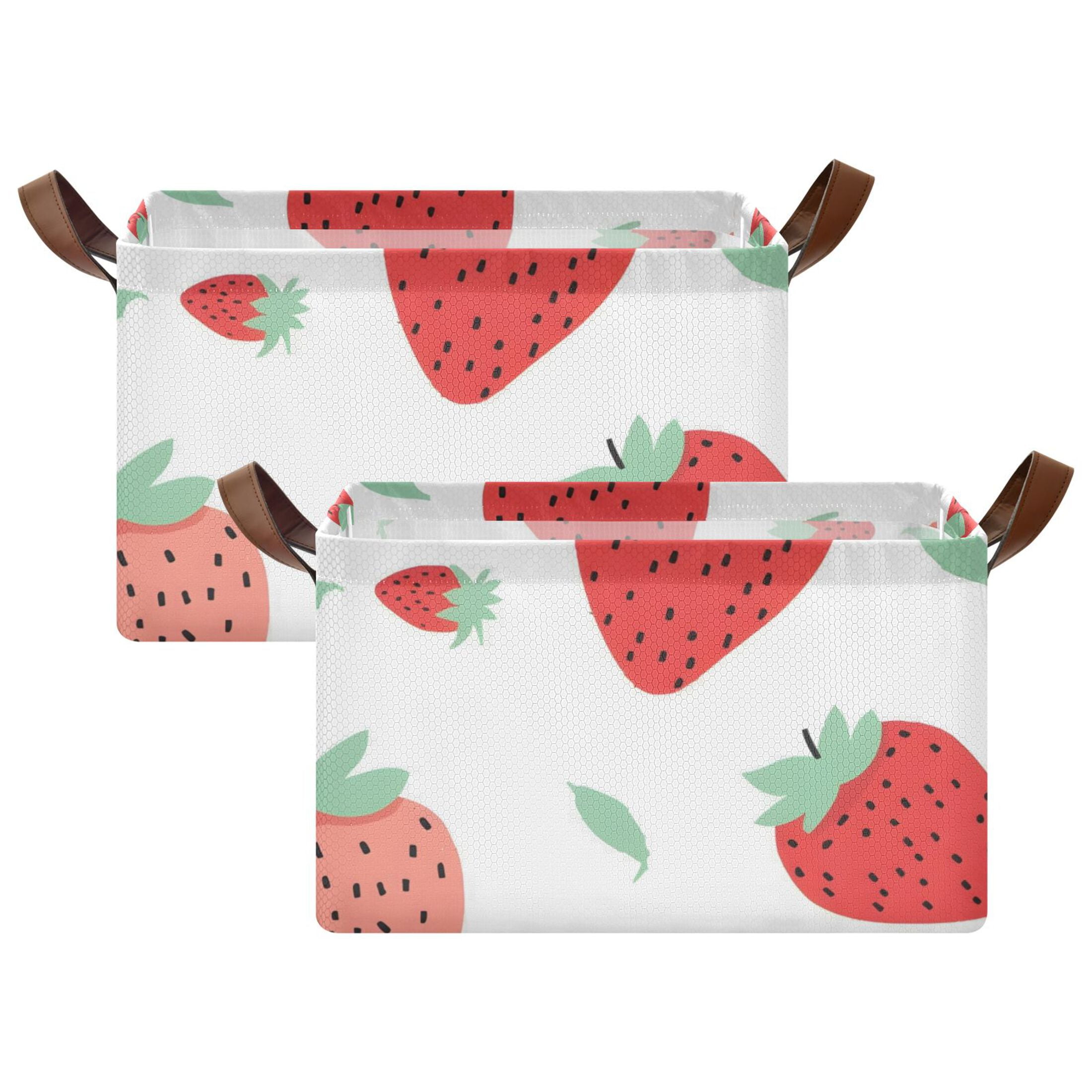 Ryvnso Cute Strawberry Storage Bins Large Basket Foldable Cube Toys ...