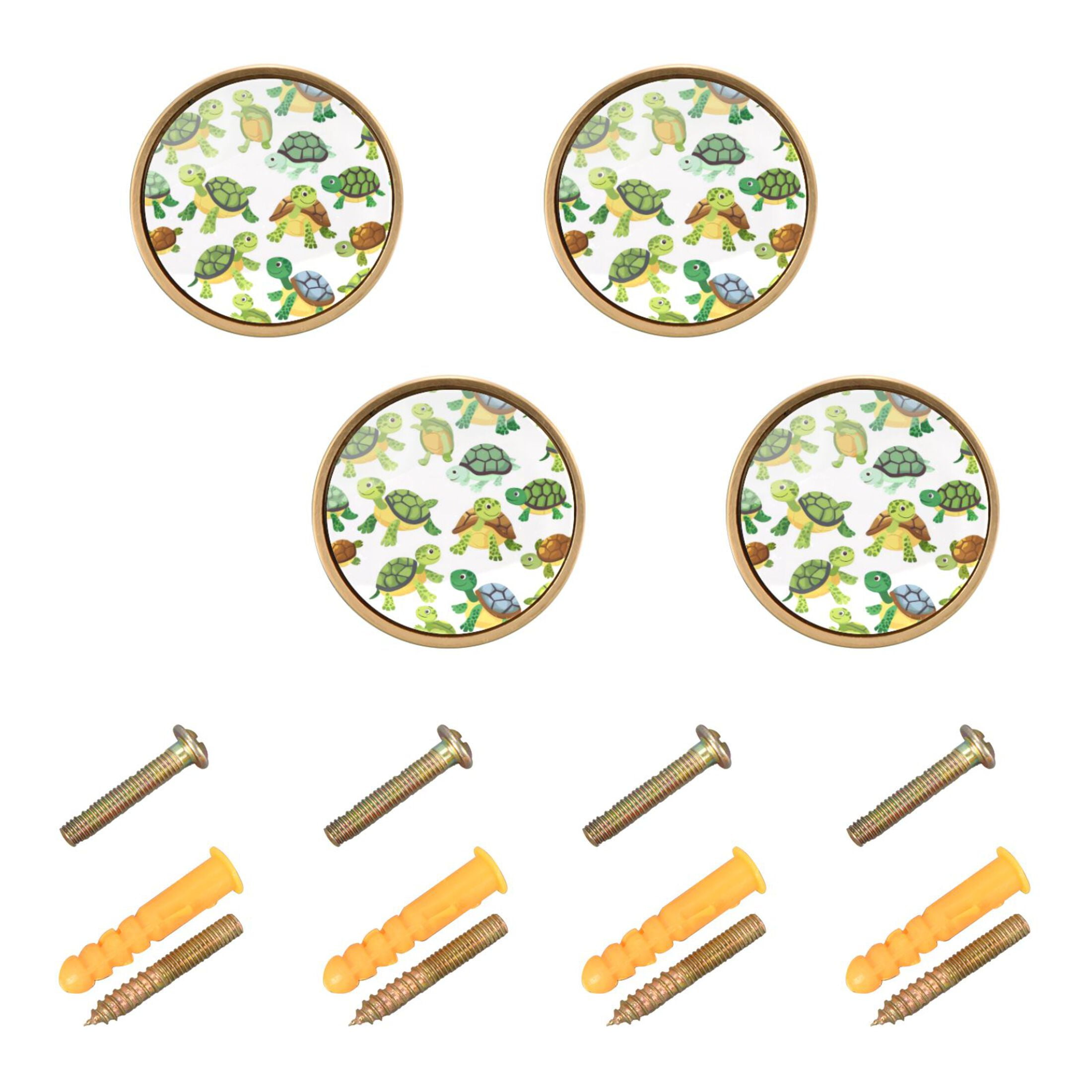 Ryvnso Cute Turtles Cabinet Knobs Kitchen Door Round Pulls Drawers ...