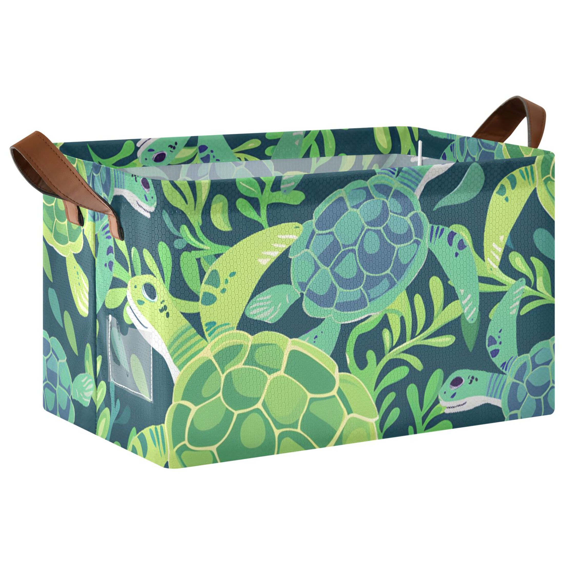Ryvnso Cute Turtles and Seaweed Storage Bins Large Basket Foldable Cube ...
